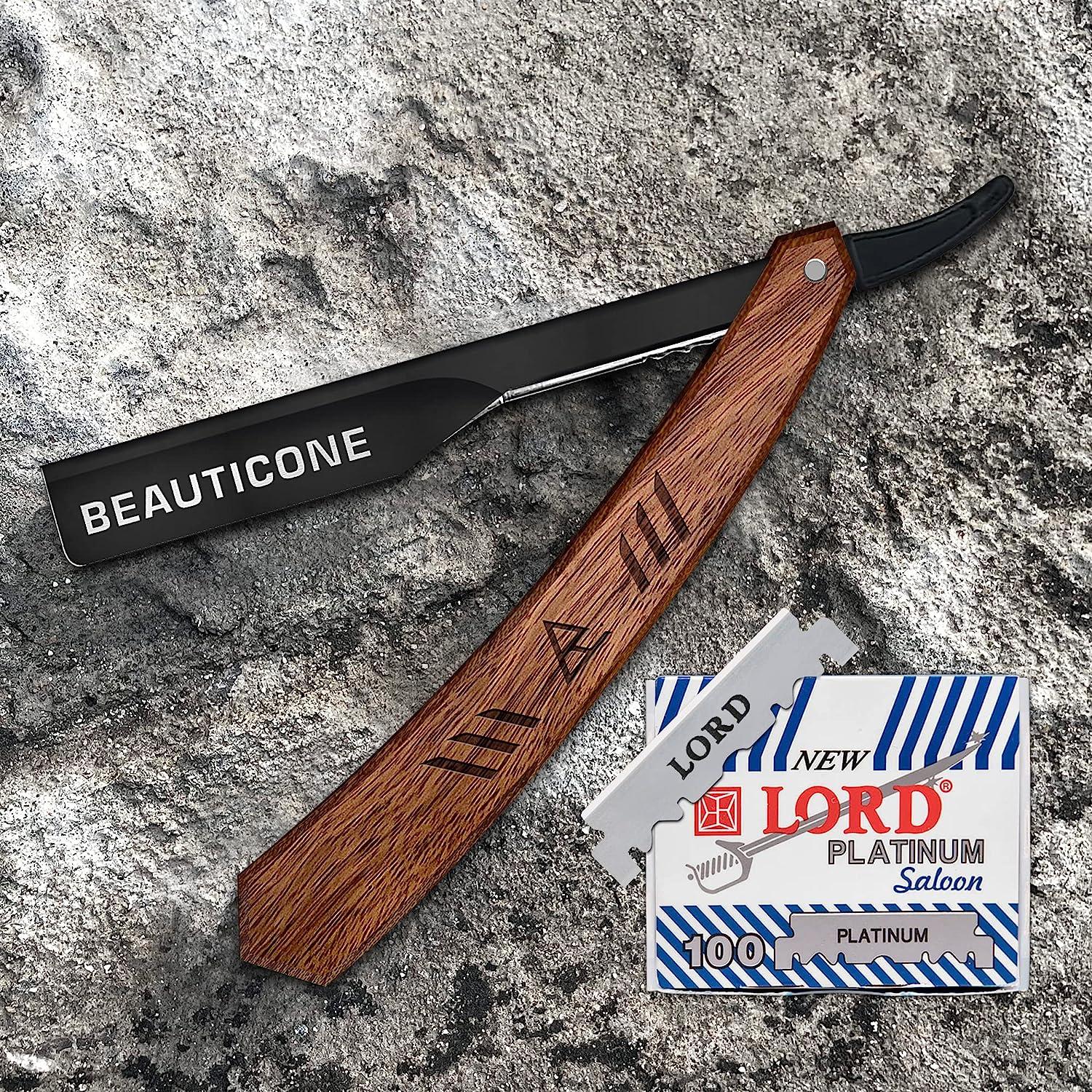 BEAUTICONE Straight Razor with 100 Single Edge Blades | Professional ...