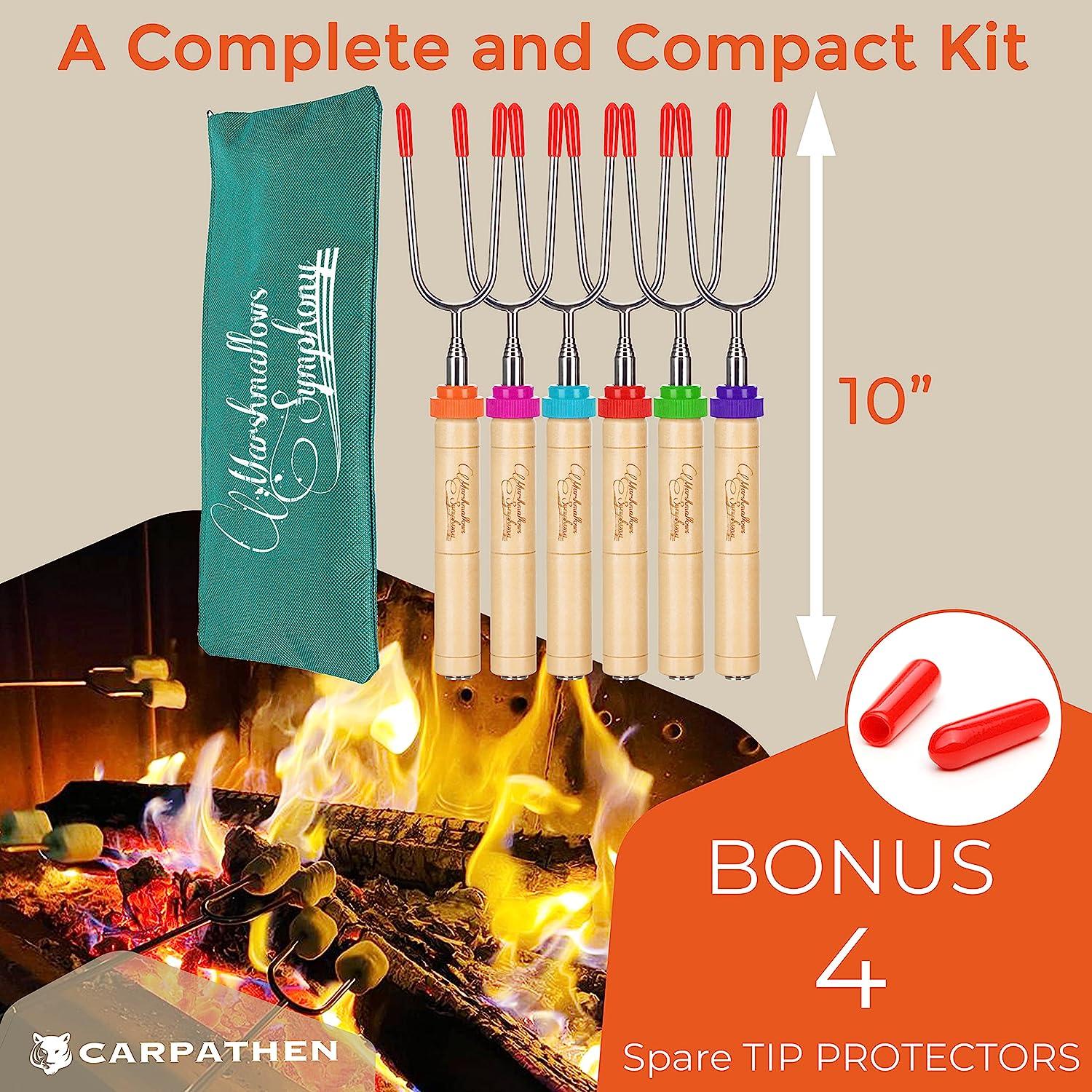 CARPATHEN Campfire Sticks for Marshmallows and Hot Dogs - Set of 6 ...