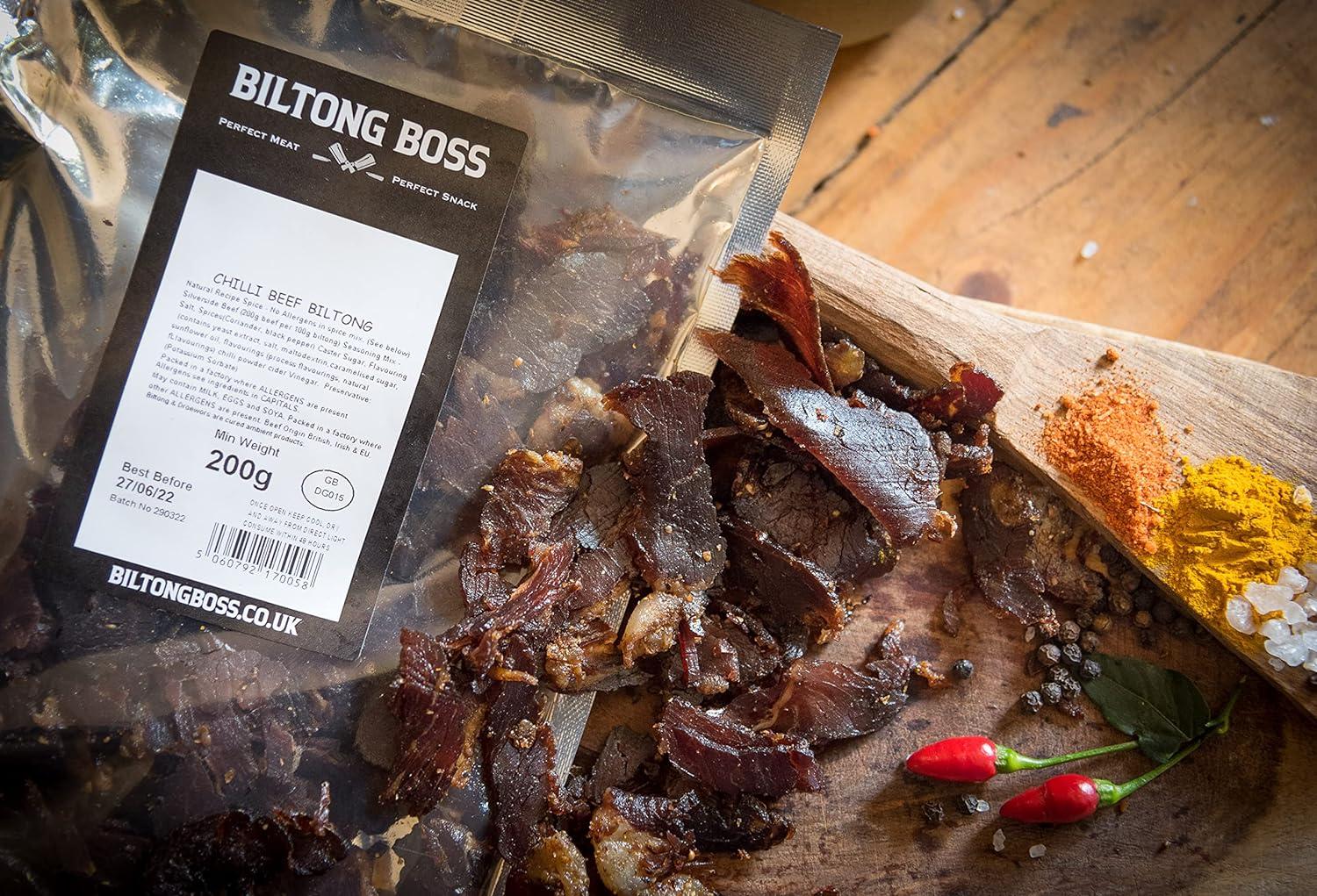 Biltong Boss Chilli Beef: Premium High Protein Snack, Gluten-Free ...