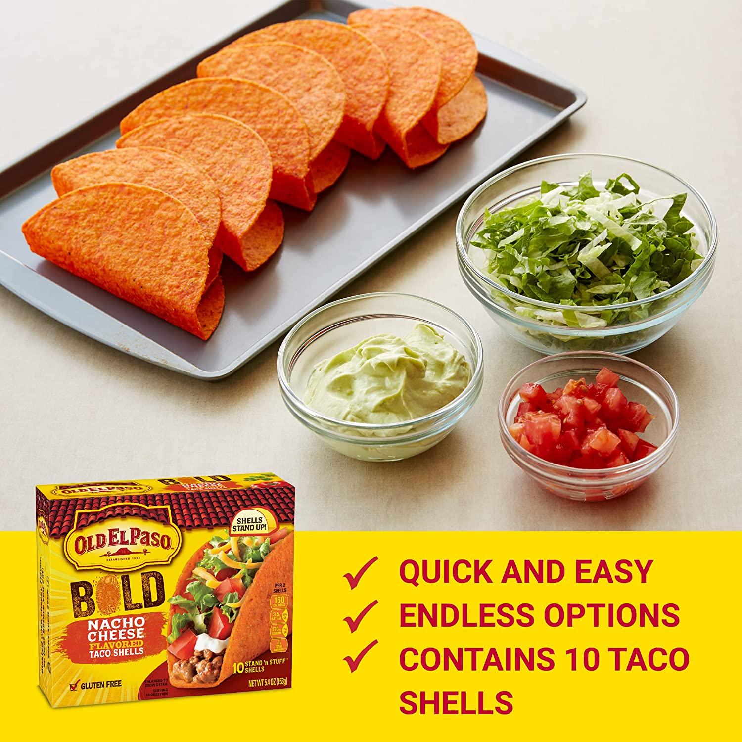 Old El Paso Stand 'N Stuff Bold Nacho Cheese Flavored Taco Shells 10ct ...