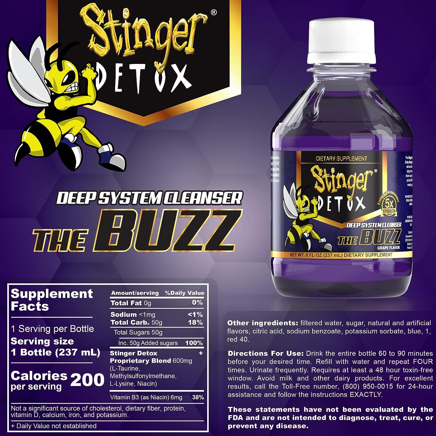 Stinger Detox Buzz 5X Extra Strength Drink - Grape Flavor 8 FL OZ (Pack of 1) | Buy Now with ...