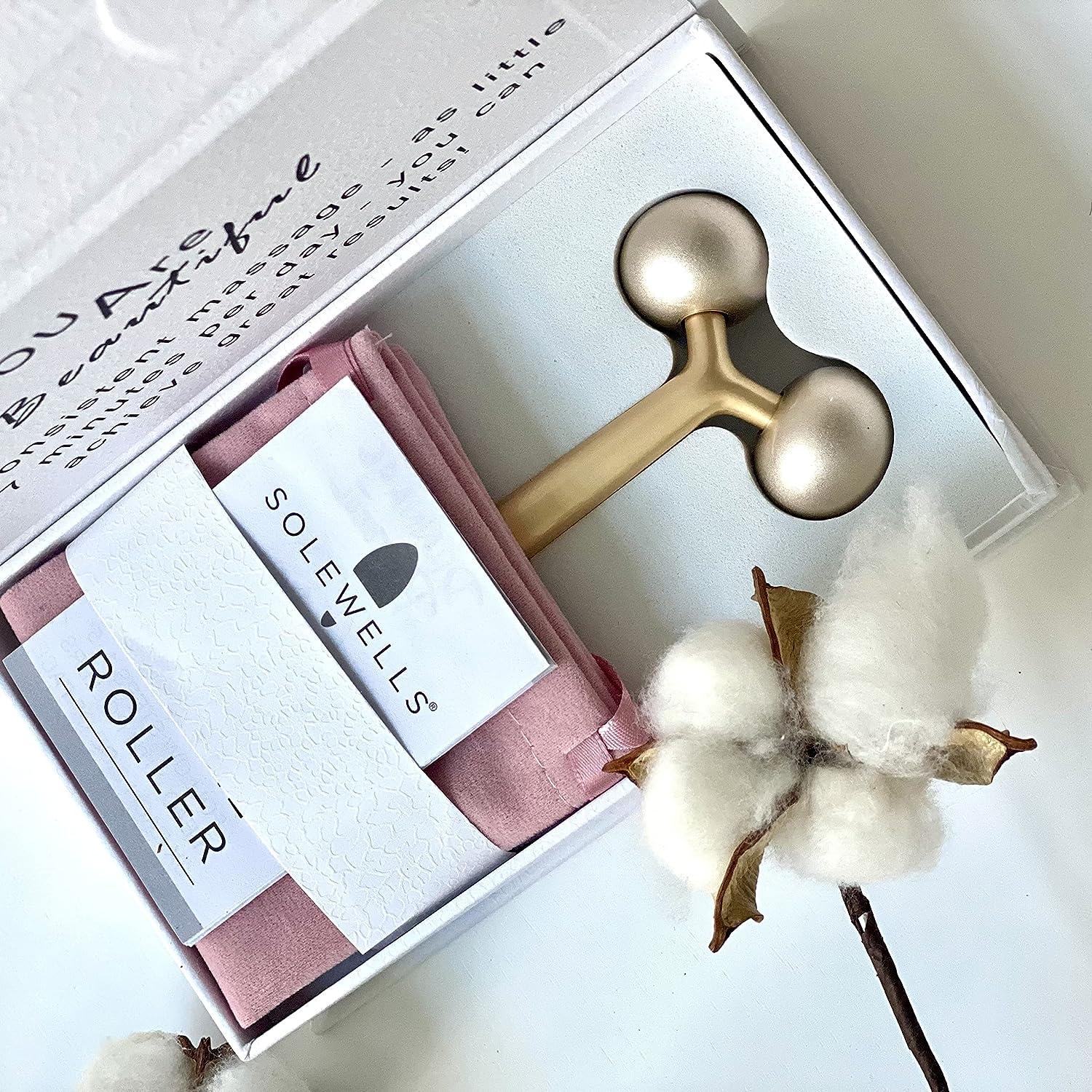 Gold Facial Cooling Roller Massager for Jawline Contouring, Lymphatic ...