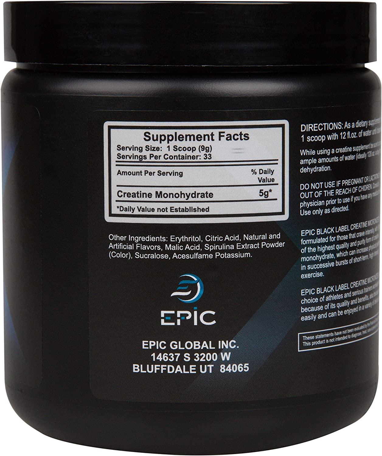 Epic Black Label Creatine Micronized - Blue Raspberry Flavor 300g ...