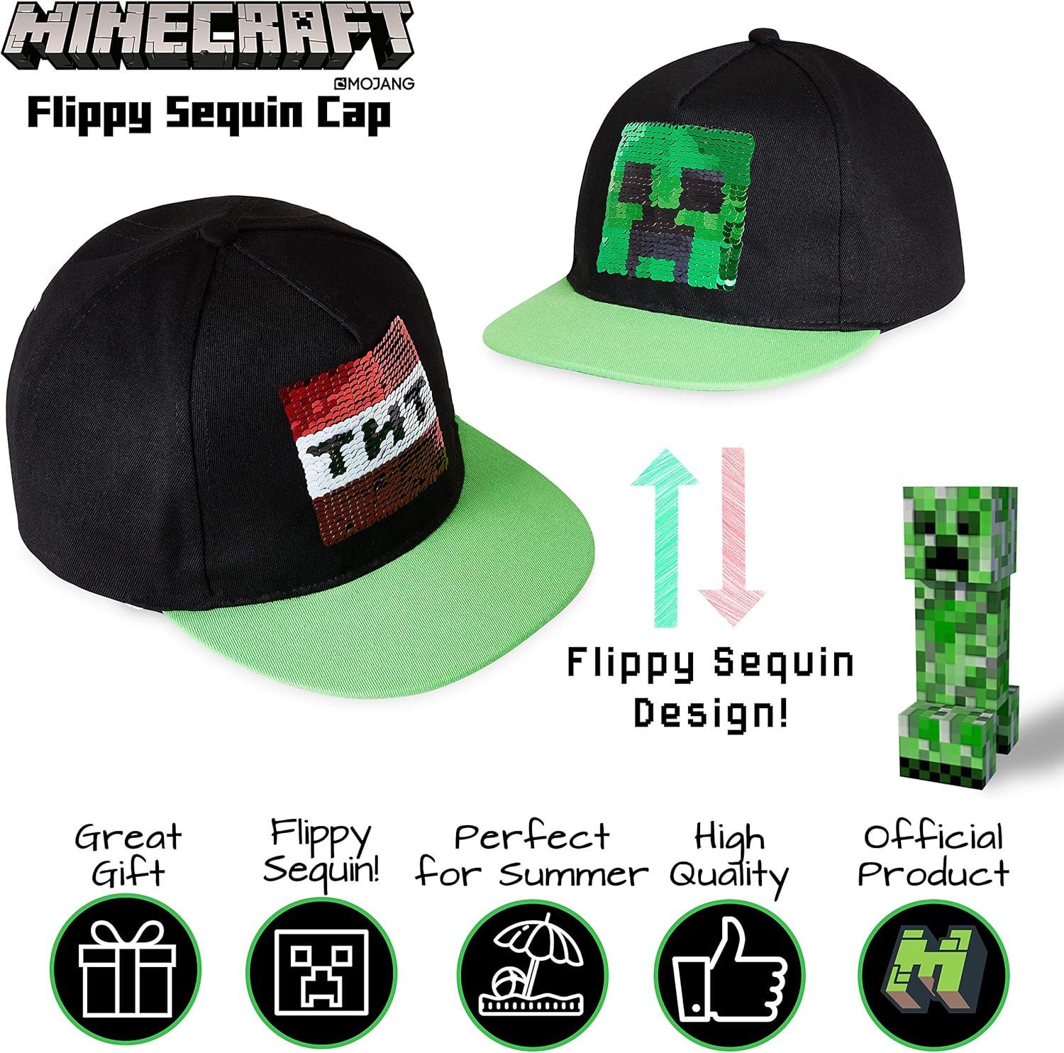 Minecraft Hat for Children | Black Pixelated Green Grid Cap with Logo ...