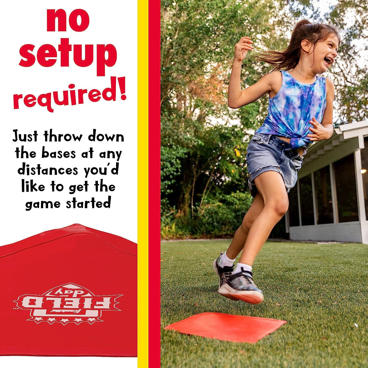 Franklin Sports Field Day Baseball Base Set - Portable Red Rubber Bases ...