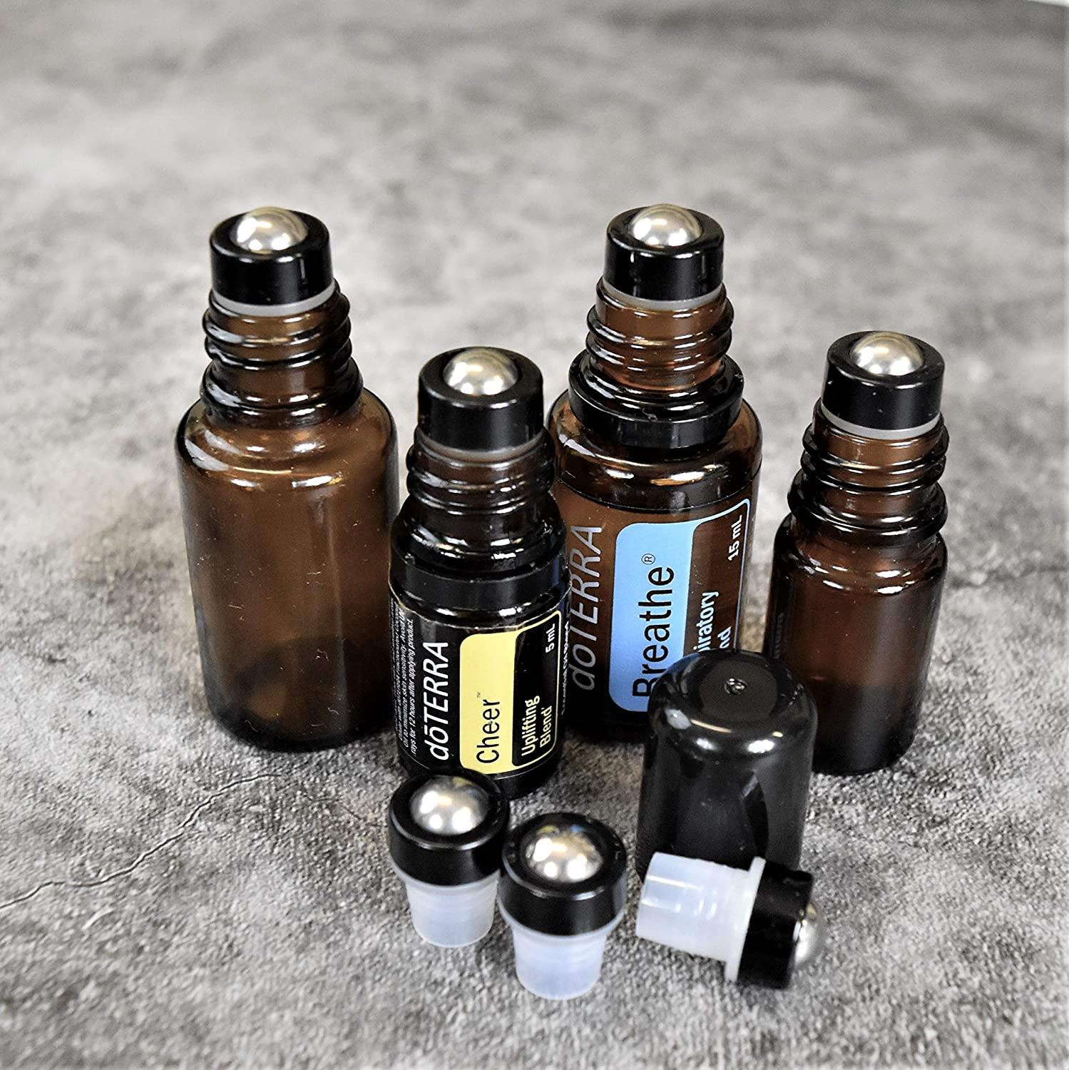 Metal Roller Top Inserts for 5/15ml Essential Oil Bottles - Reusable 12 ...