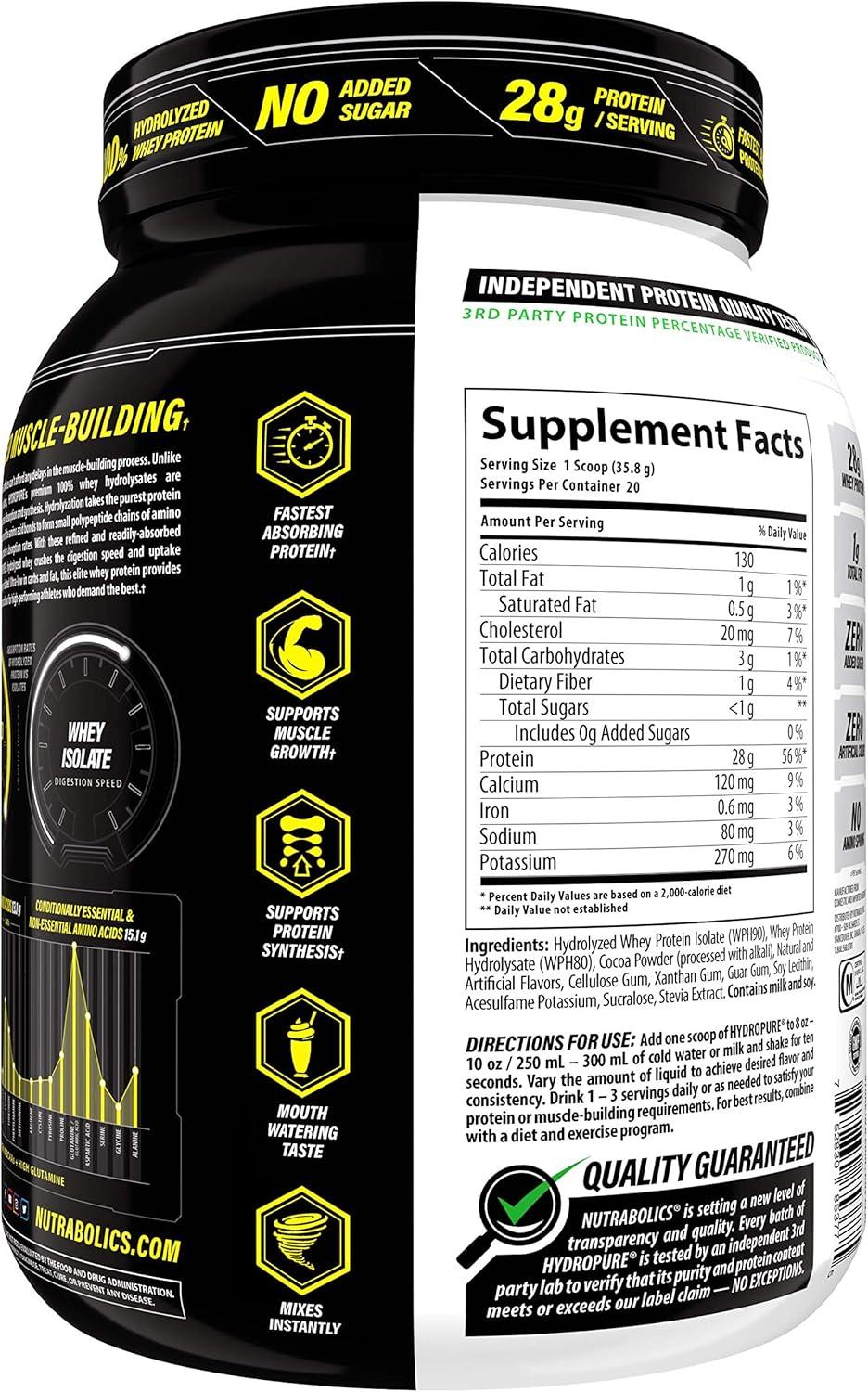Nutrabolics Hydropure 100% Hydrolyzed Whey Protein Powder Extreme ...