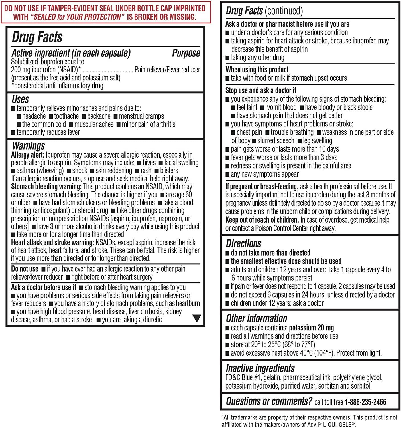 A+ Health Ibuprofen 200mg Softgels 160 Count - Made in USA, Pain ...