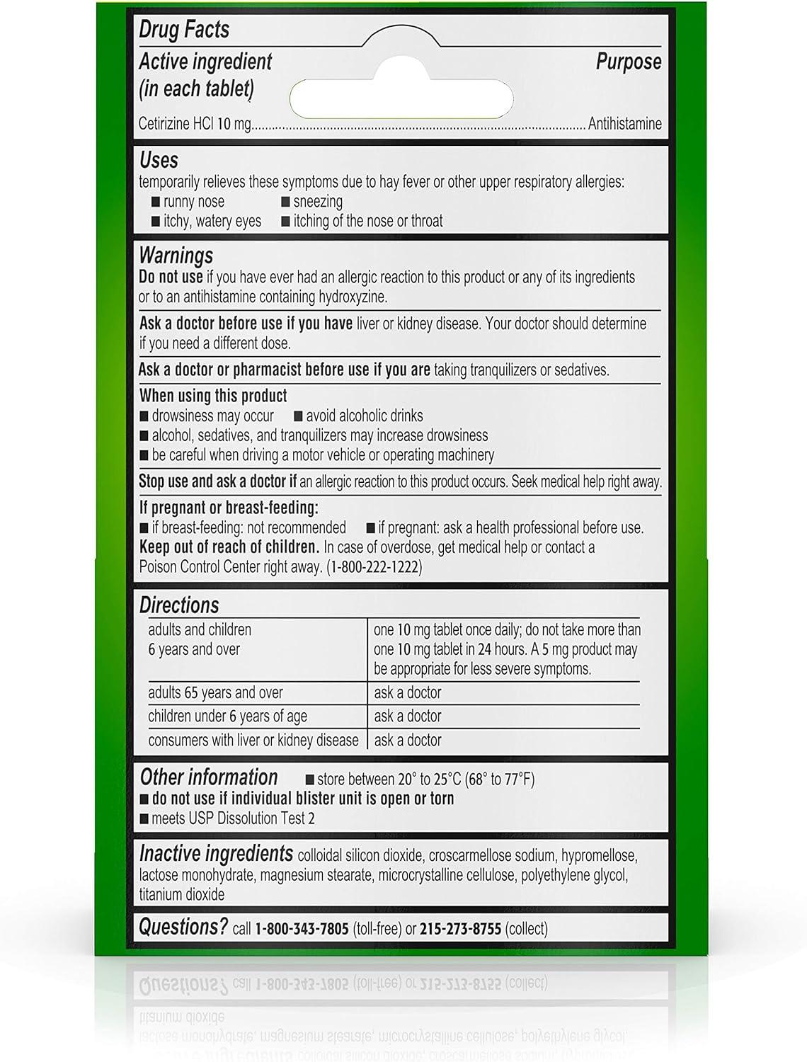 Zyrtec 10mg Cetirizine HCl Antihistamine Tablets 3ct - Travel Size