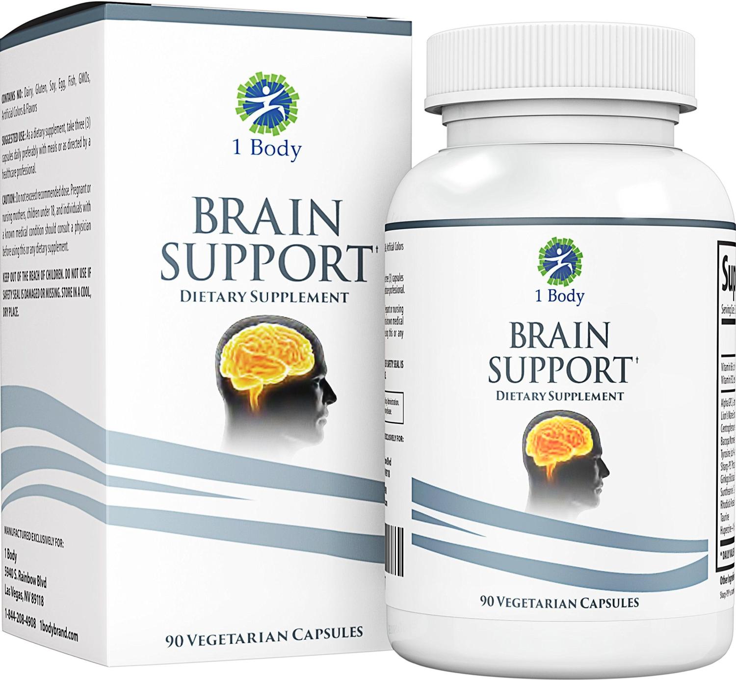 Brain Support Focus Supplement with Nootropics for Memory Boost - Alpha GPC, Lions Mane & Bacopa ...
