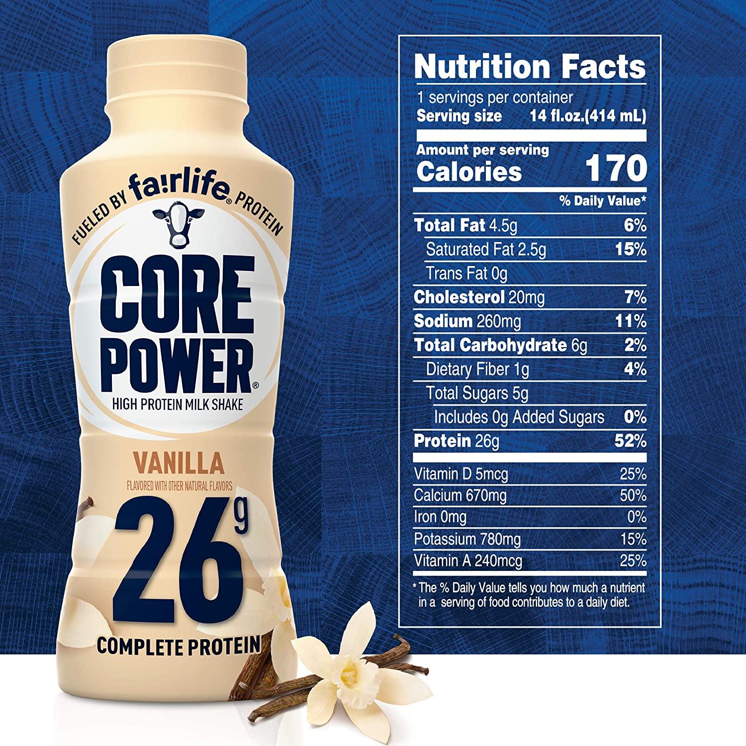 Fairlife Core Power 26g Protein Milk Shakes - Vanilla, 14 Fl Oz (Pack ...