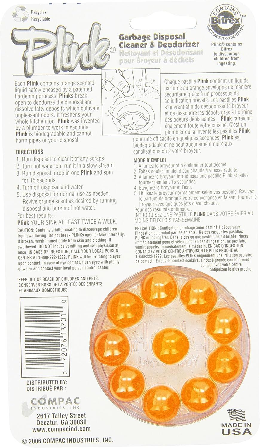 Plink Orange Garbage Disposal Cleaner & Deodorizer 10ct - Pack of 12 ...