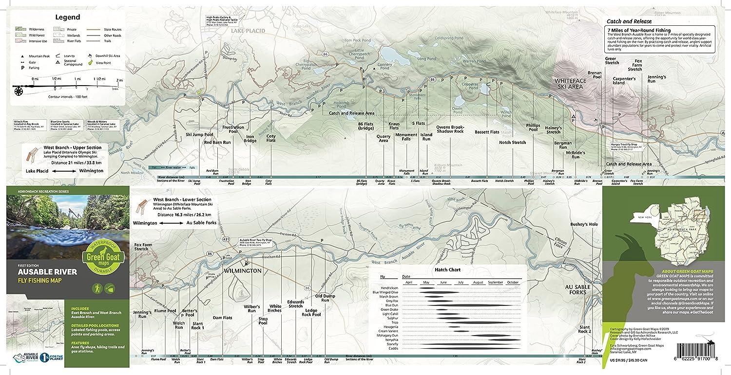 Ausable River Fly Fishing Map | Adirondack High Peaks - East & West ...