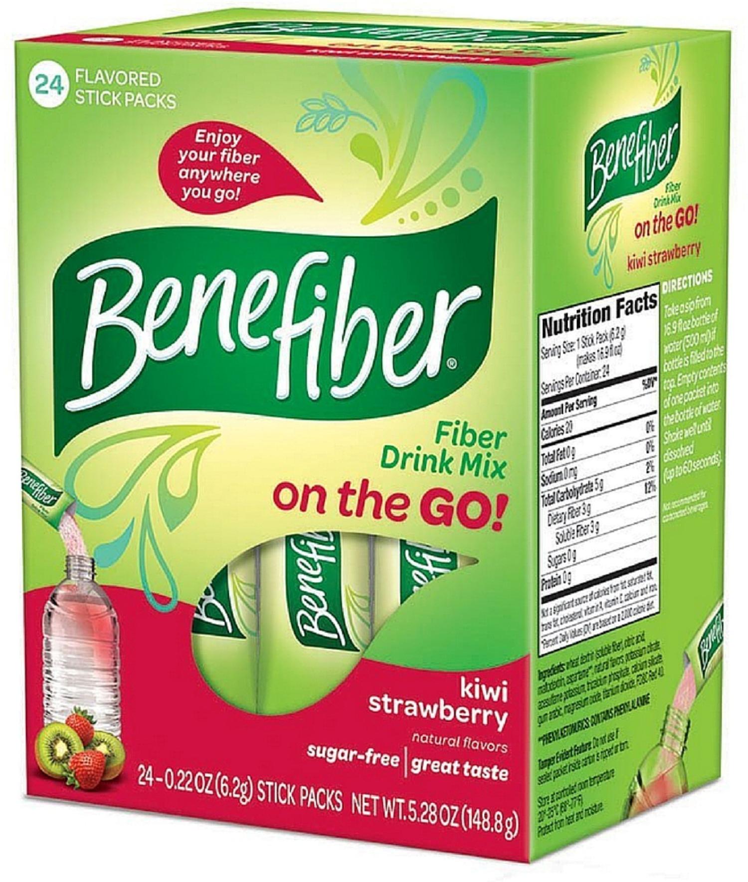 Benefiber Kiwi Strawberry Stick Packs - 24 Count | Fiber Supplement ...