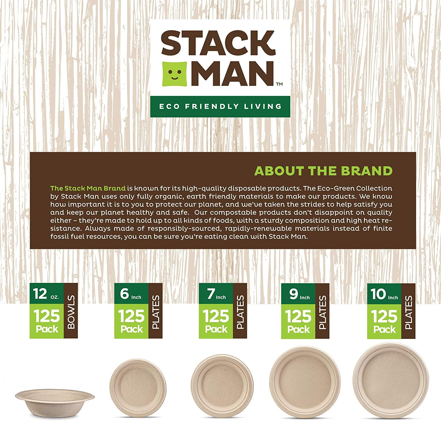 Stack Man 6x6 Compostable Clamshell Food Containers 50-Pack - Eco ...