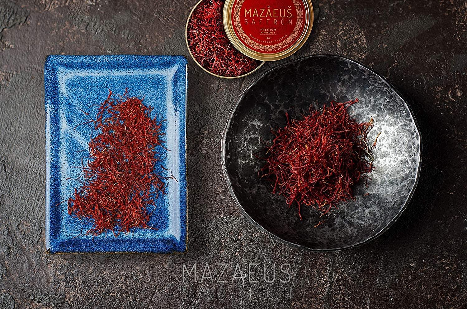 Mazaeus Premium Pure Saffron Threads - Grade-1 Natural All-Red Persian ...