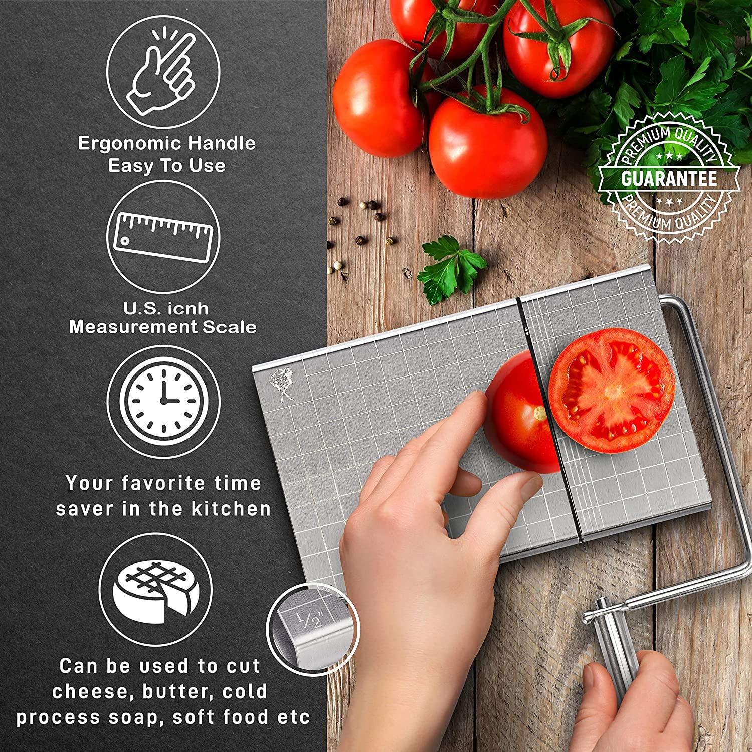 Cheese Slicer with Wire - Accurate Size Scale, Ideal for Charcuterie ...