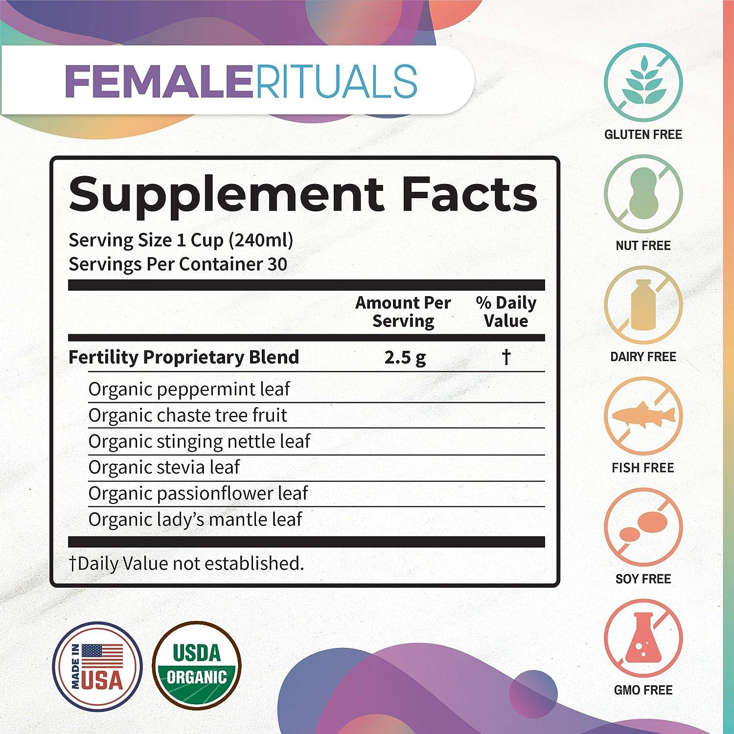 Female Rituals Organic Peppermint Fertility Tea - 30 Cups/15 Sachets ...