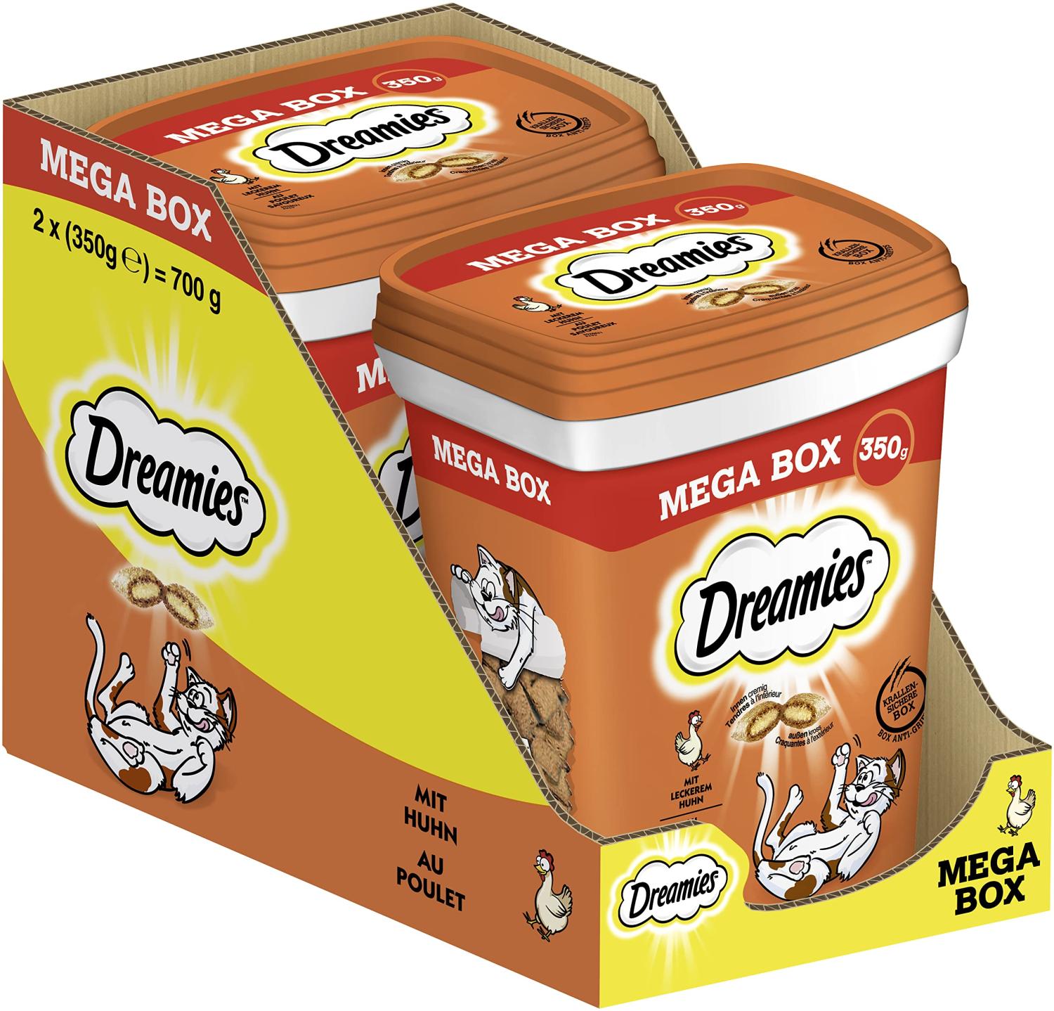 Dreamies Chicken Cat Snacks 2x350g - Crispy & Creamy Treats for Cats ...