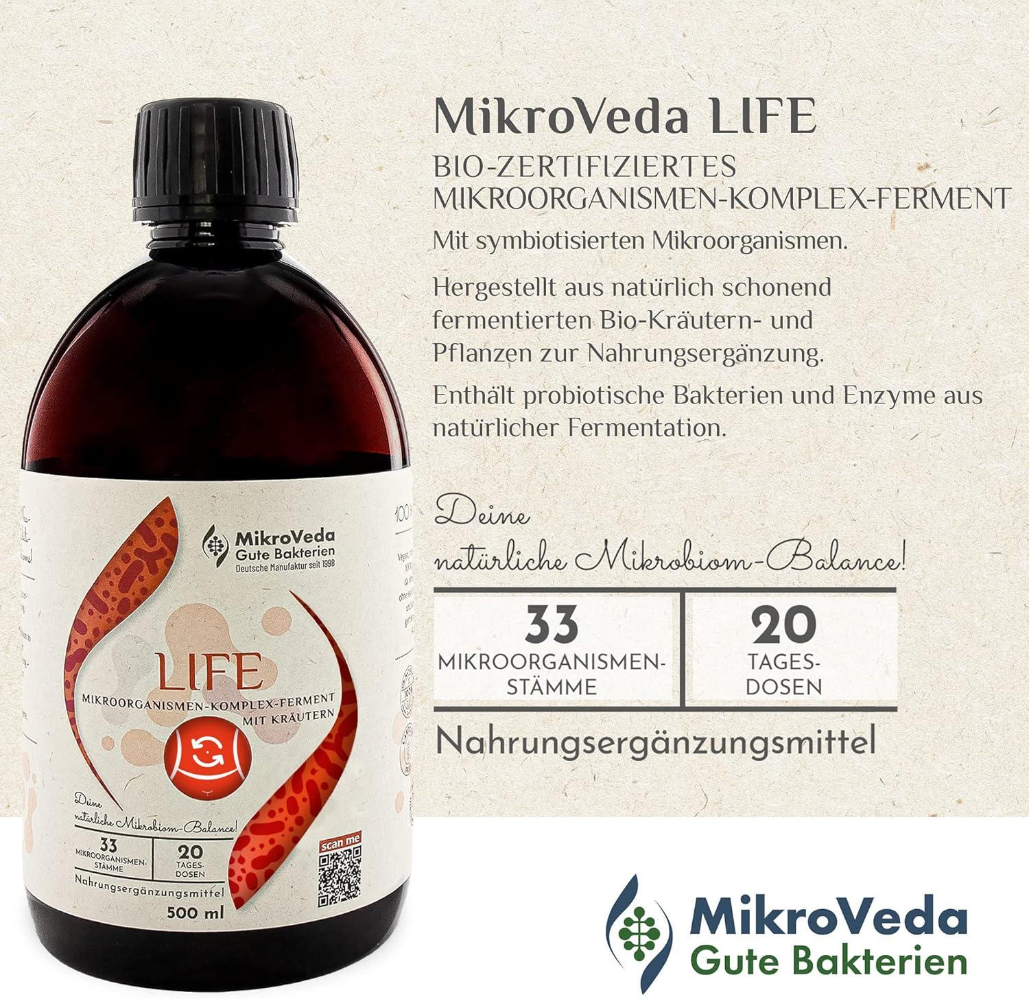 Microveda Life Enzyme Ferment Drink 500ml | 33 Bacterial Strains Vegan ...