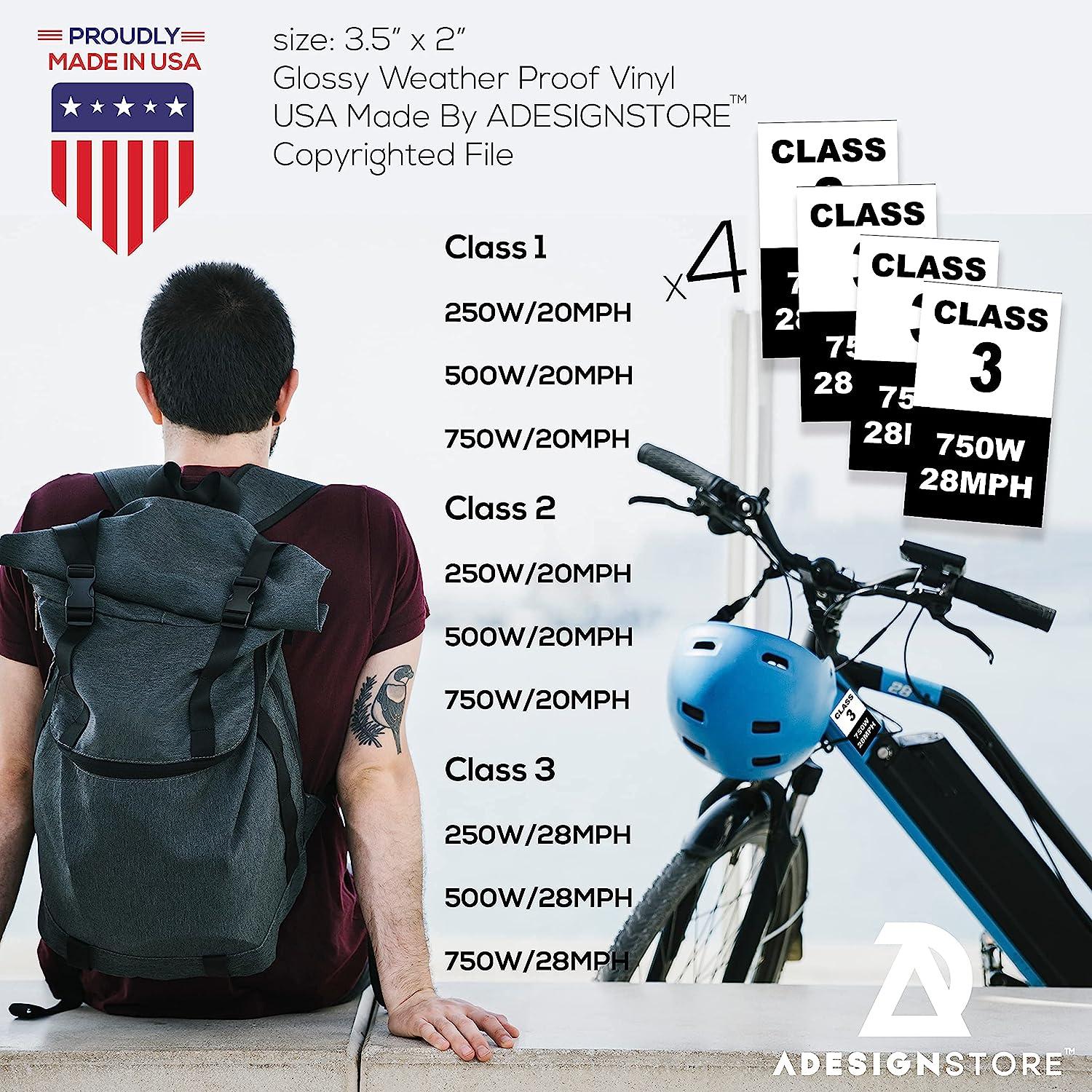 Class 1 Electric Bicycle Frame Identification Stickers - 750W 20MPH ...