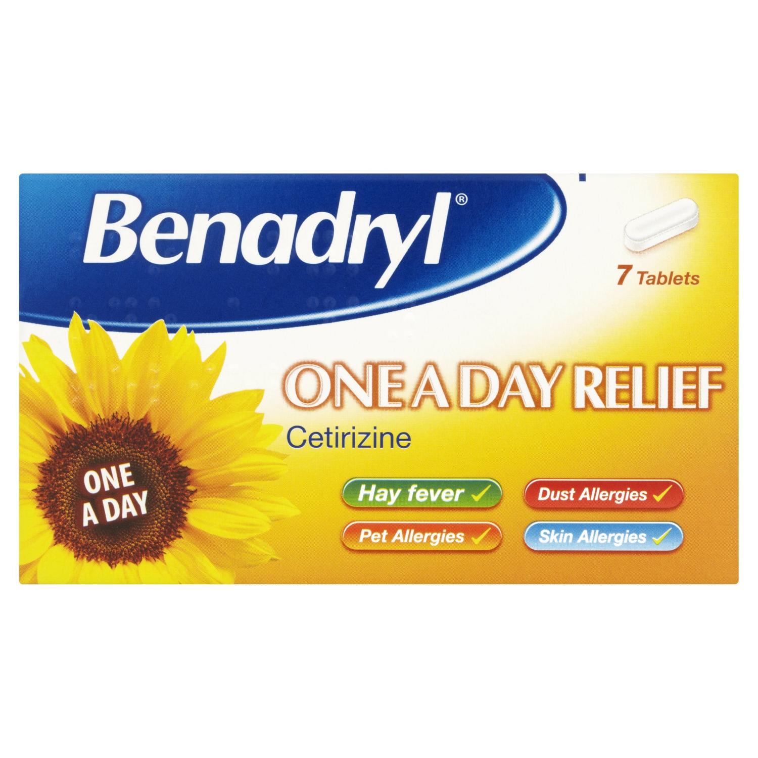 Benadryl One A Day Allergy Tablet - Pack of 7 Tablets | Buy Now with ...