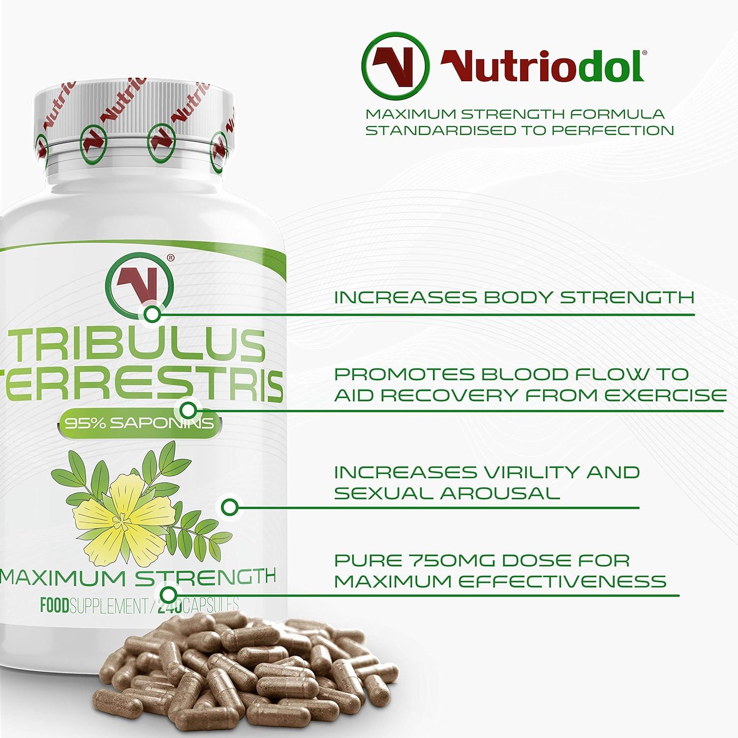 Nutriodol High Potency Tribulus Terrestris 750mg Capsules - 240 Easy to ...