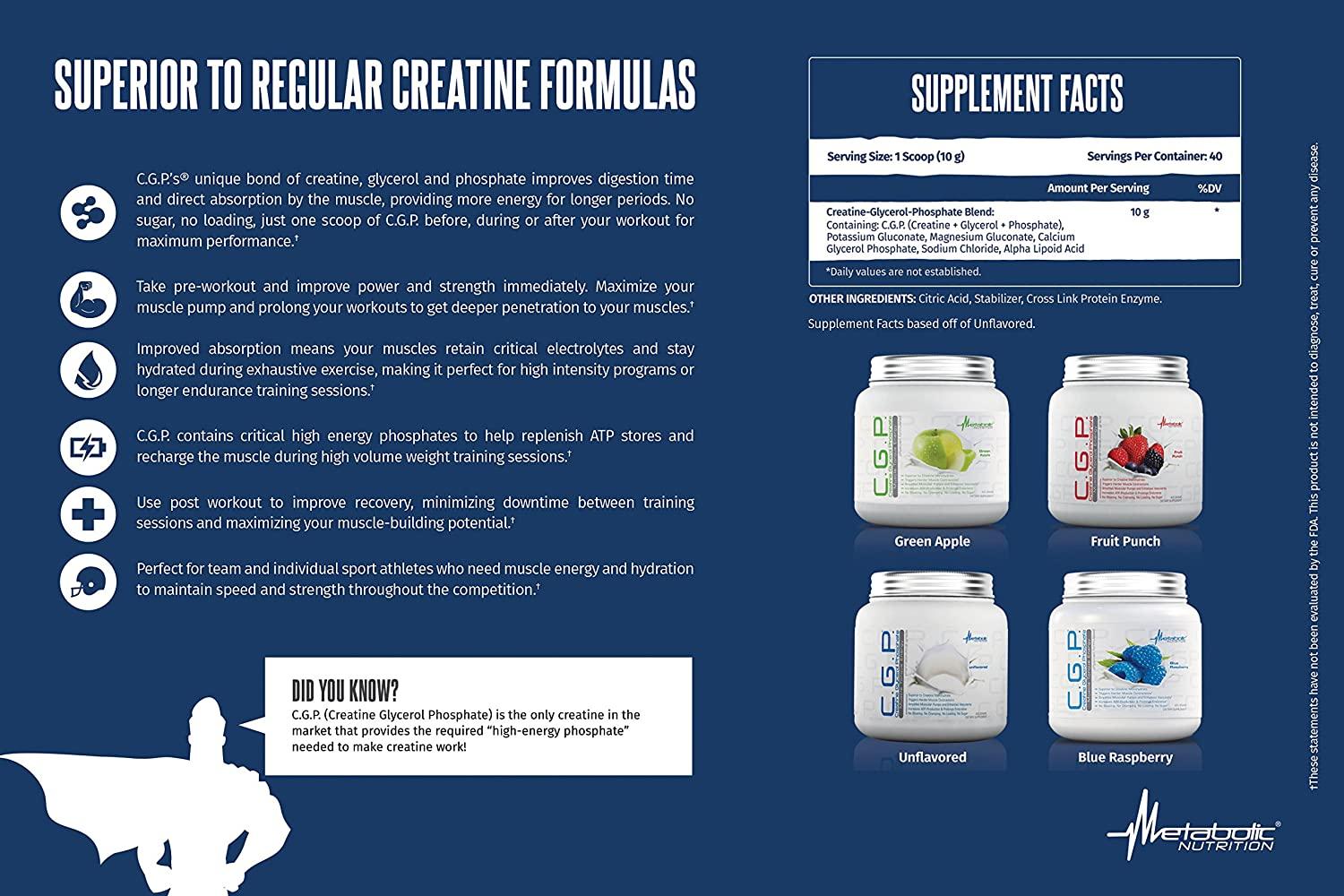 Metabolic Nutrition CGP Creatine Glycerol Phosphate 400g - Micronized ...