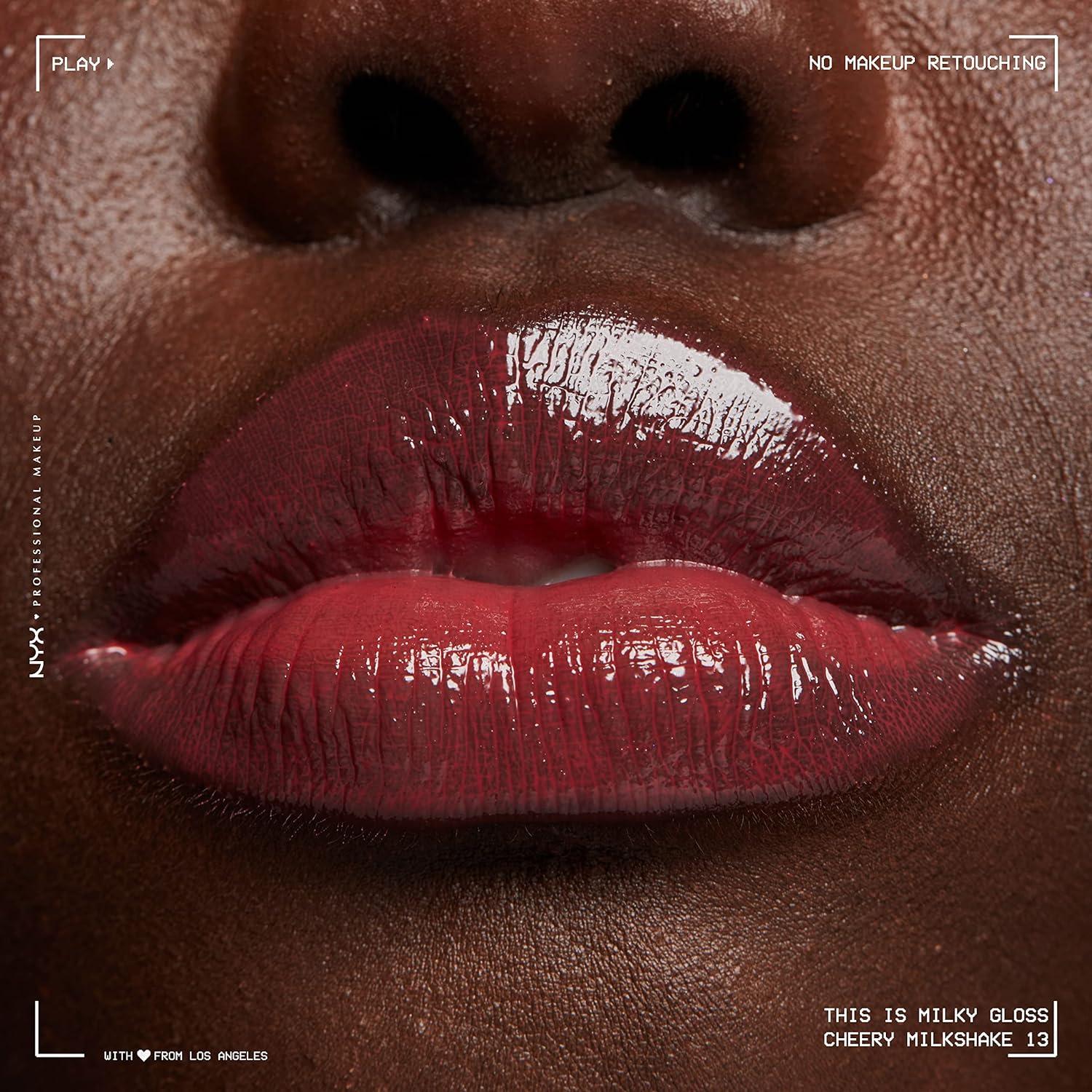 NYX Professional Makeup Cherry Milkshake Gloss - Long Lasting Vegan Lip ...