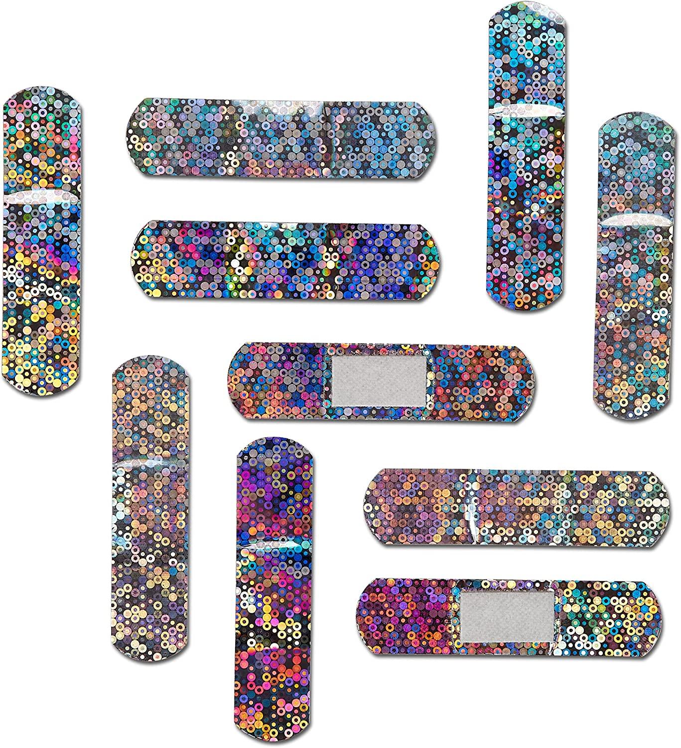 100 Count Glitter Bandages for Kids - Colorful Design, Latex-Free ...