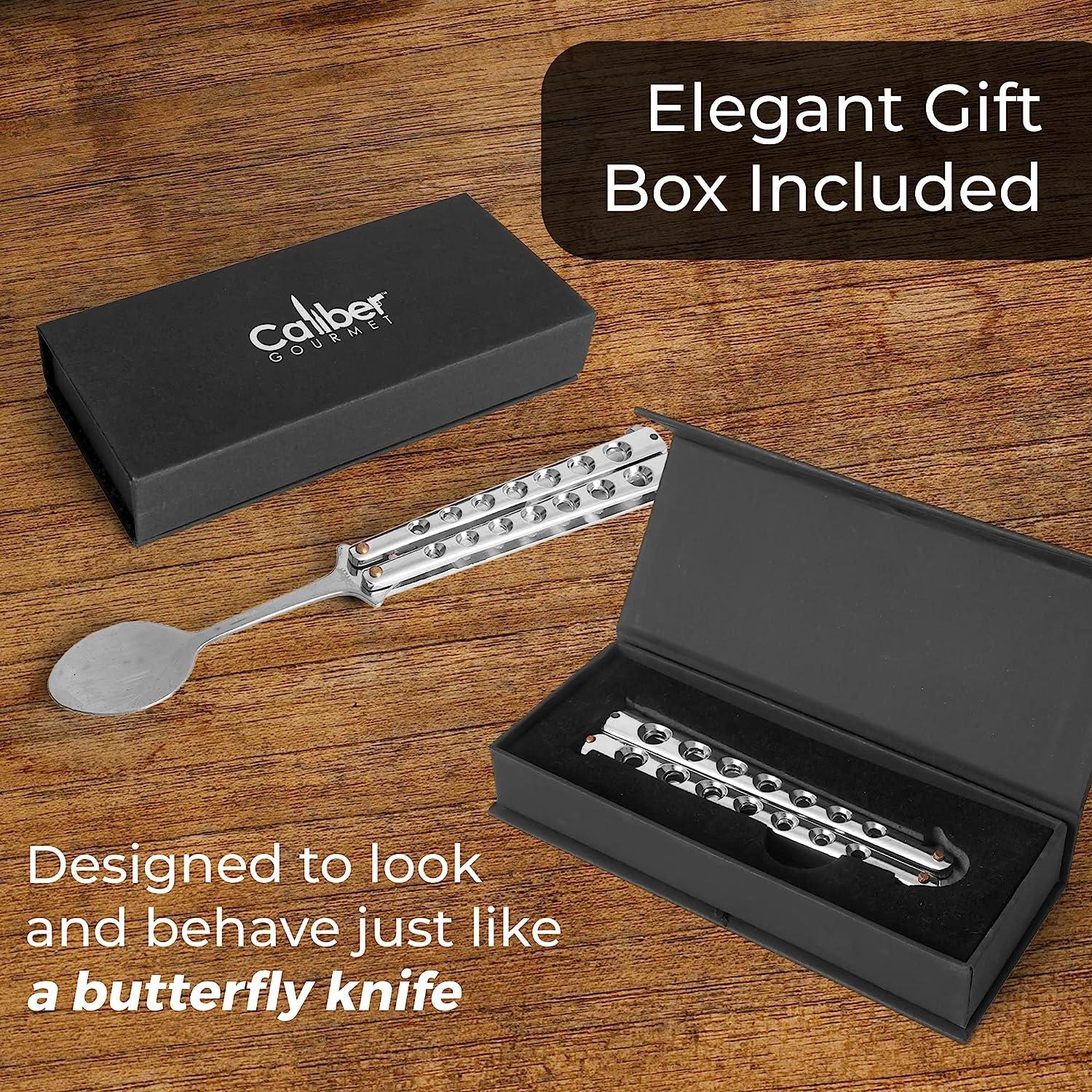 Caliber Gourmet Tactical Butterfly Spoon - Stainless Steel Switchblade ...