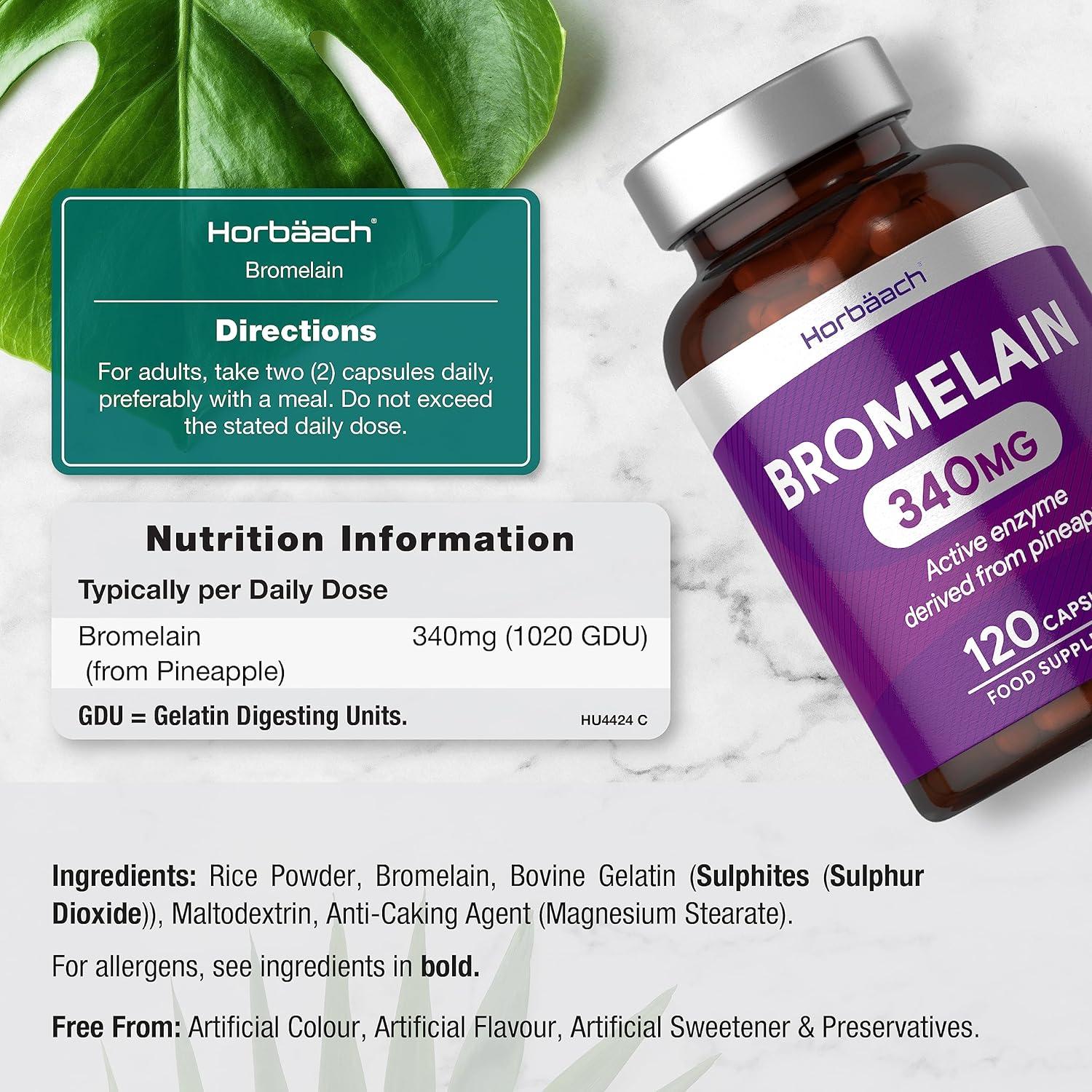Bromelain Capsules | High Strength Digestive Enzyme Supplement | 120 ...