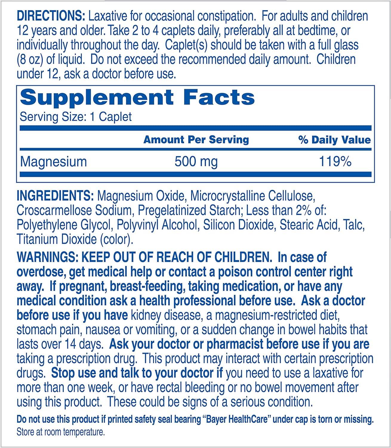 Phillips' Laxative Caplets - 24 Count Box - 500mg Strength Magnesium-McK