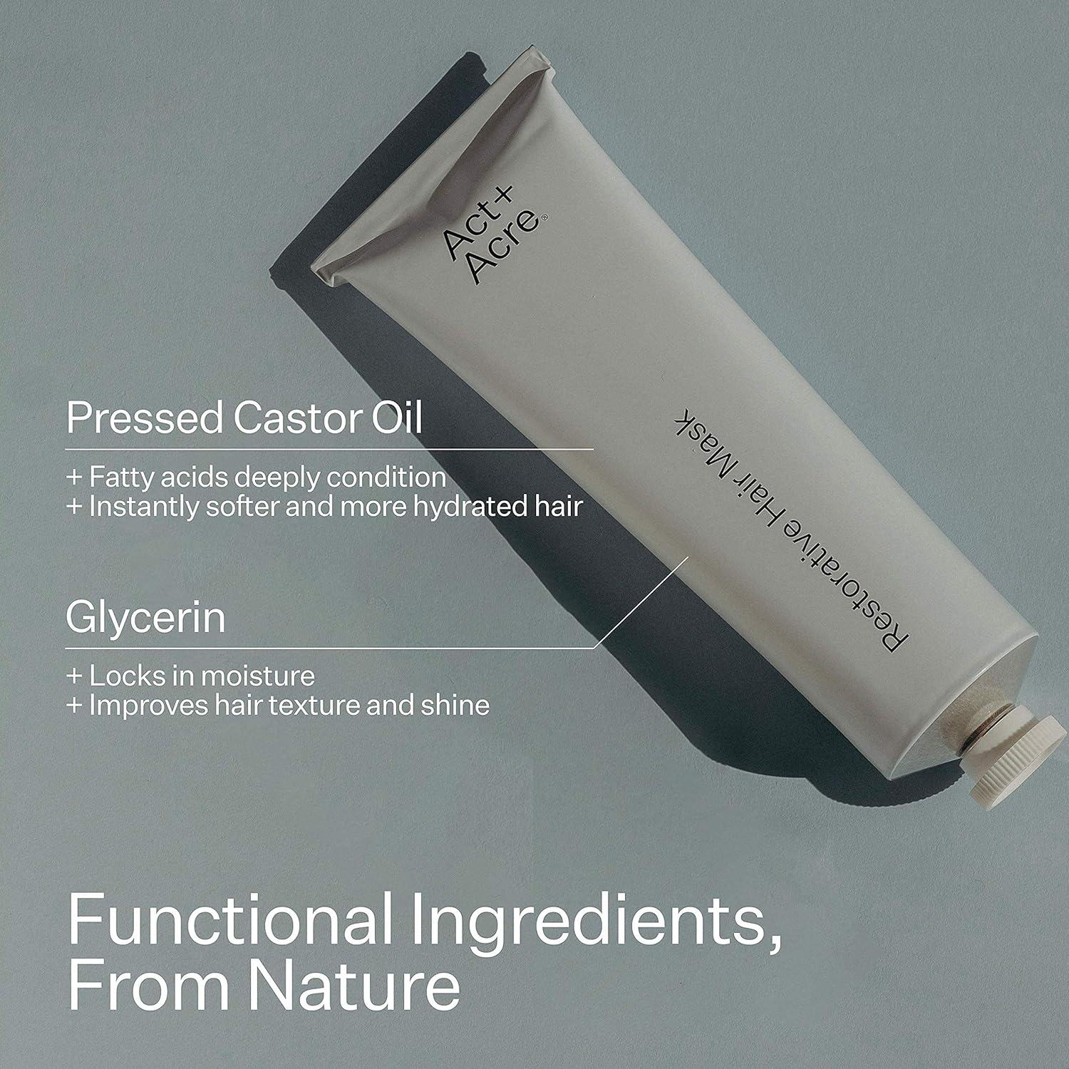 ACT+ACRE Restorative Hair Mask with Castor Oil | Lightweight Hair ...