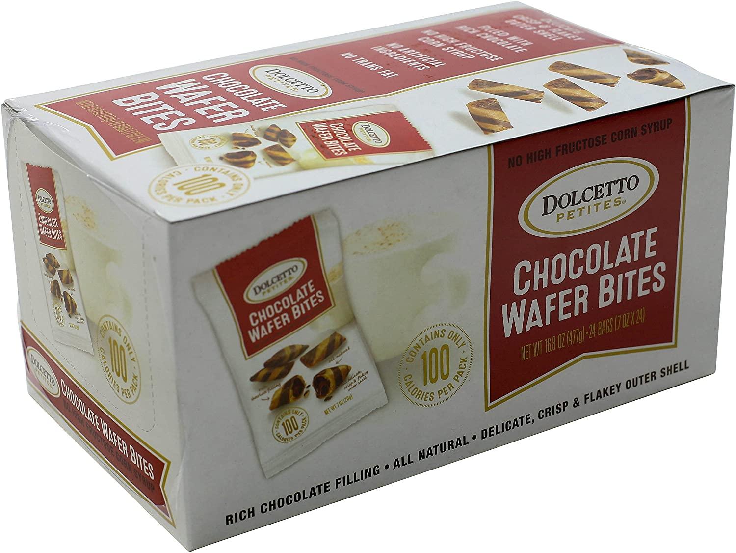 Dolcetto Chocolate-Filled Wafer Bites 0.7 oz (Pack of 24) - Indulgent ...