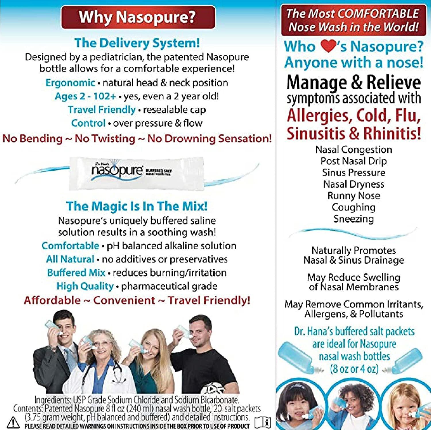 Nasopure Nasal Wash System Kit - Comfortable Sinus Rinse with 8oz ...