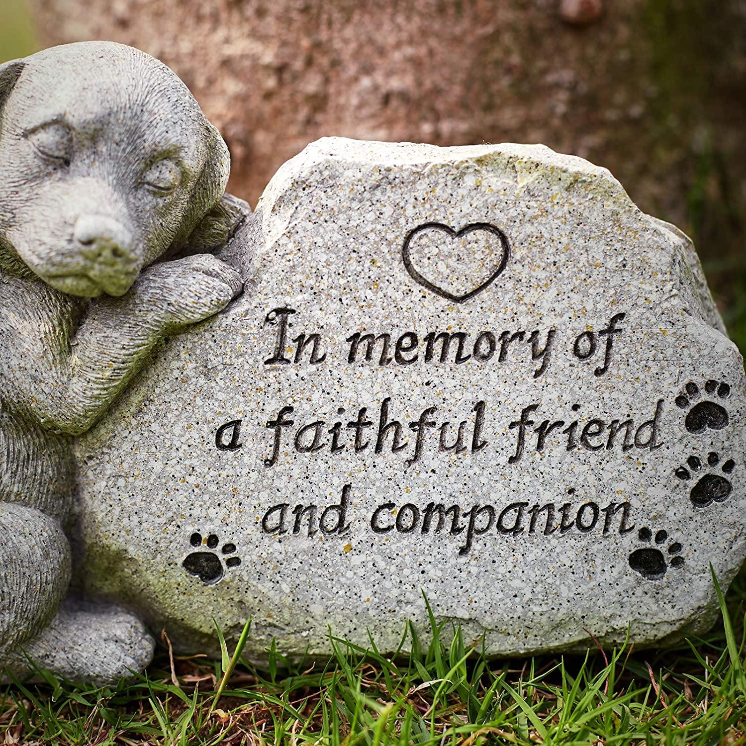 Sleeping Dog Angel Memorial Statue | Outdoor Dog Grave Marker ...