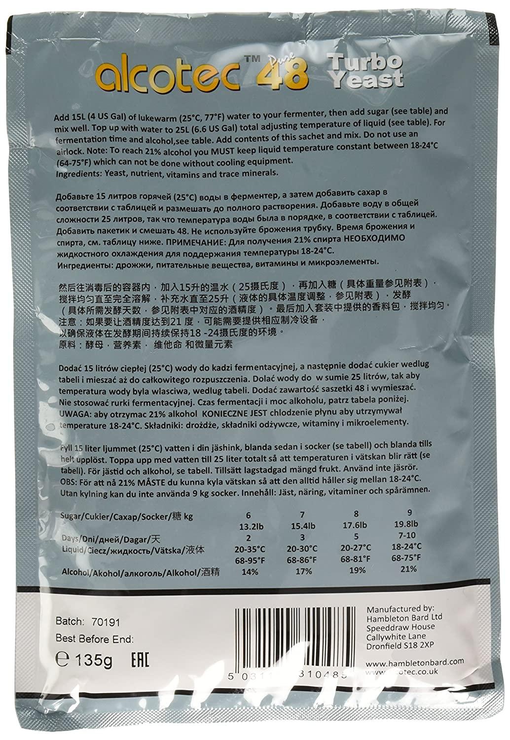 Alcotec 48 Hour Turbo Yeast 135g - Fast Fermentation (4 Packs) | Buy Now with Express ...