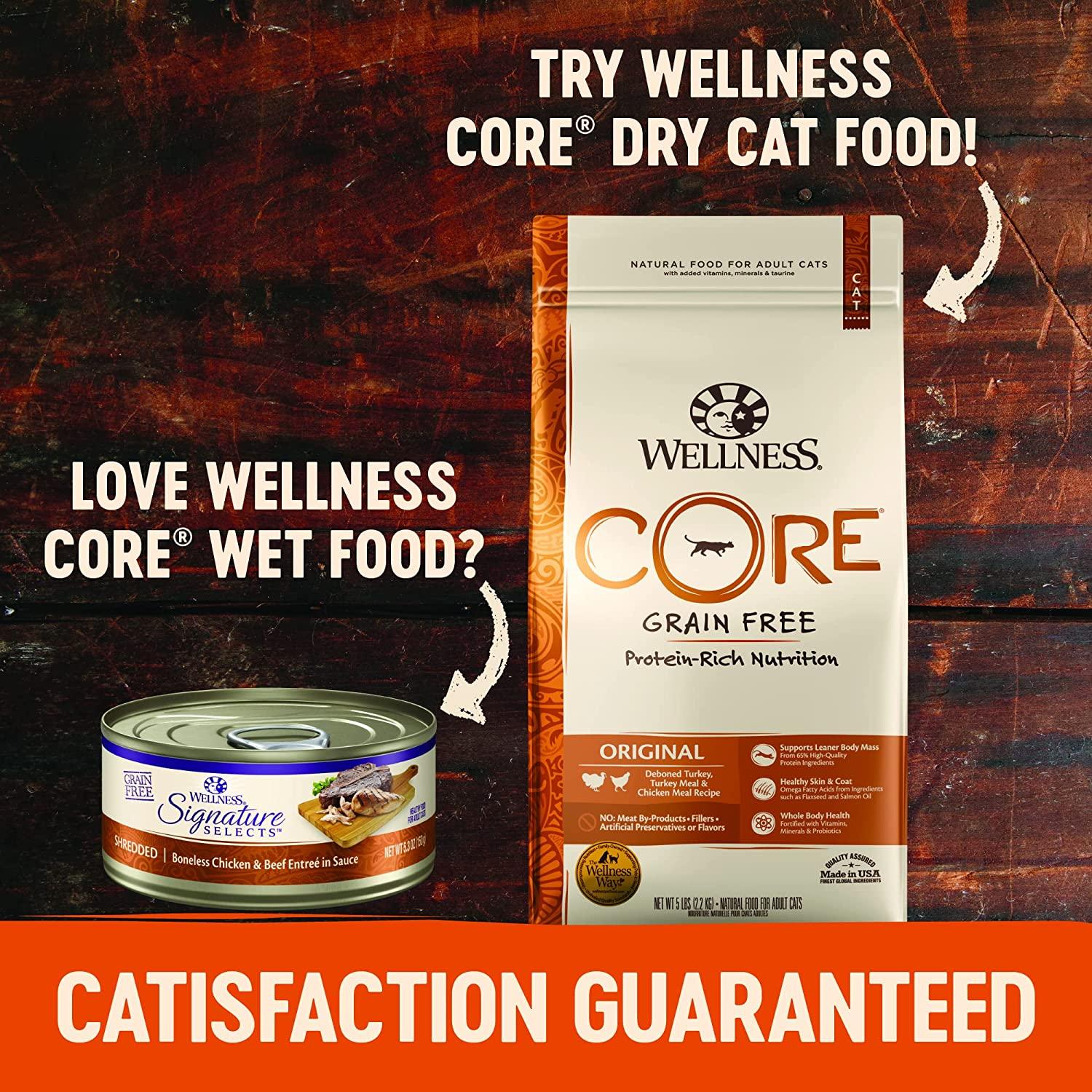 Wellness CORE Grain-Free Wet Cat Food - Shredded Chicken & Turkey, 2.8 ...