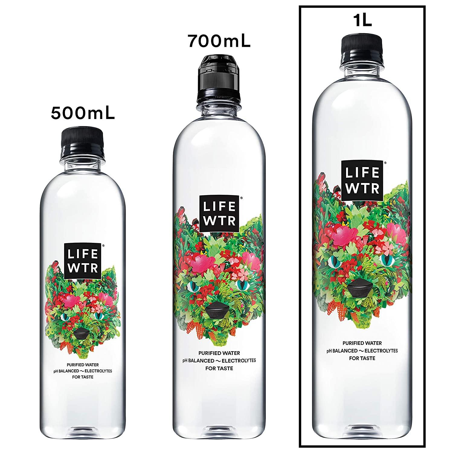 LIFEWTR Premium Purified Water 1 Liter Bottles (6 Pack) - pH Balanced ...