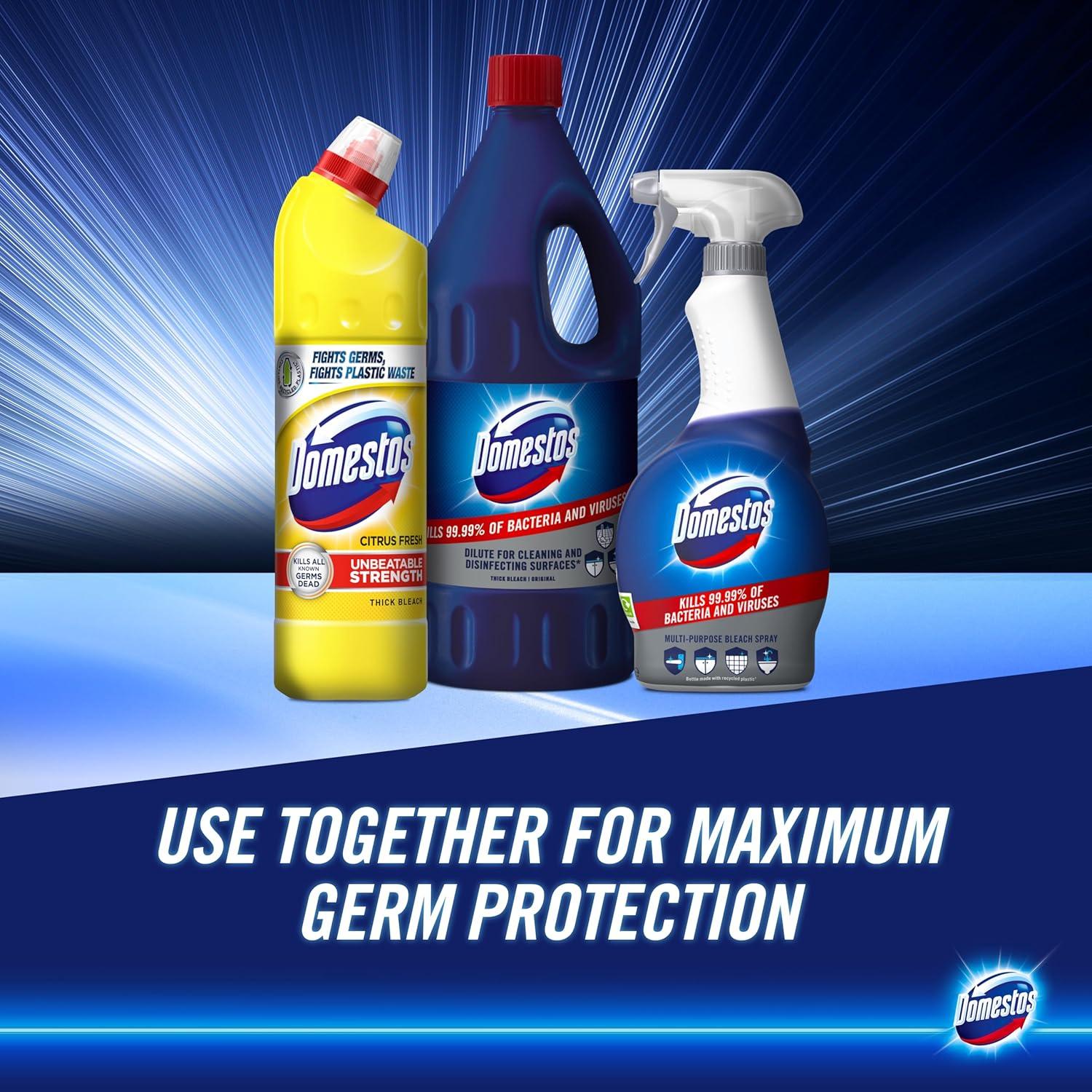 Domestos Citrus Fresh Thick Bleach eliminates 99.9% of bacteria and ...