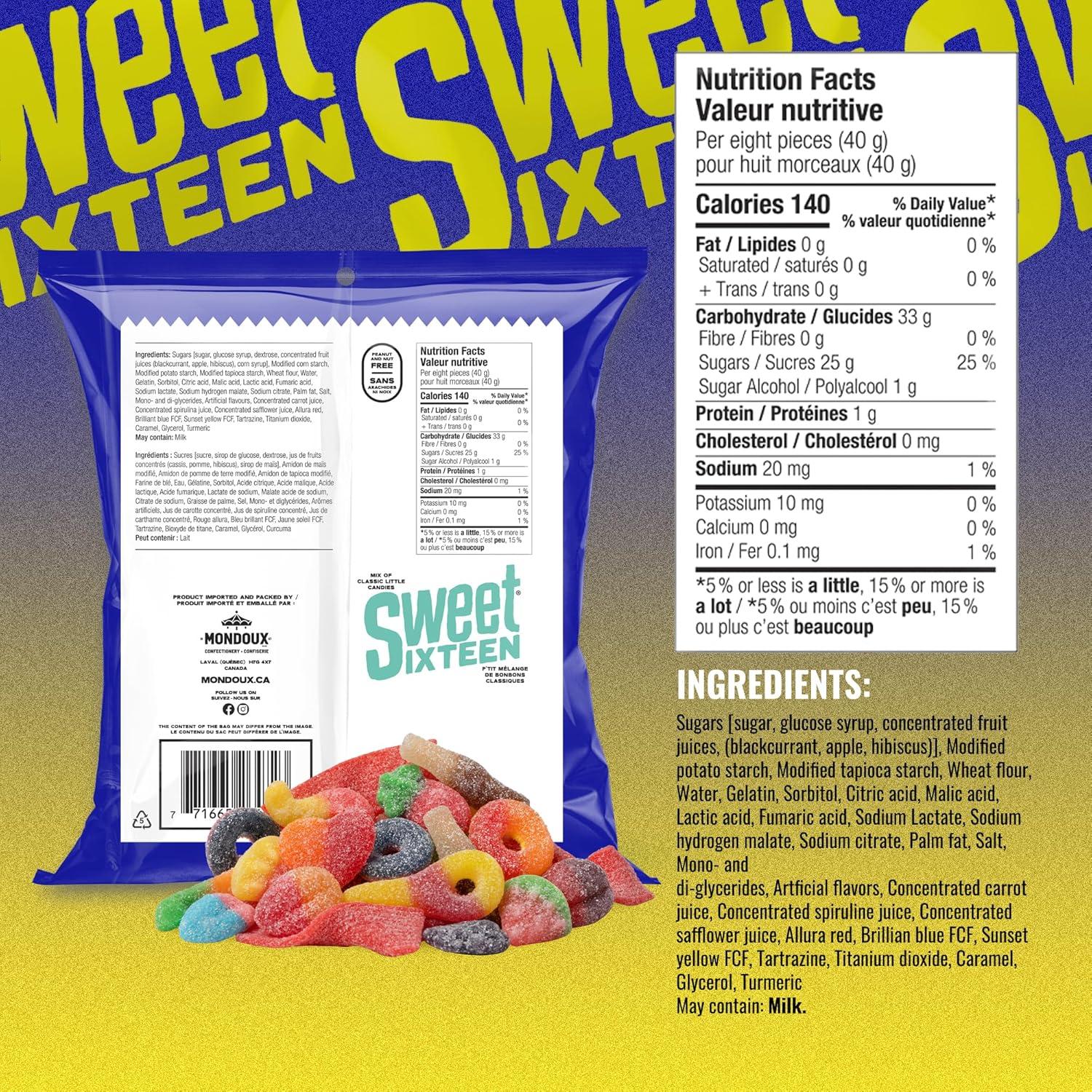 Sweet Sixteen Sweet and Sour Candy Classic Mix of Sour-Coated Gummies ...