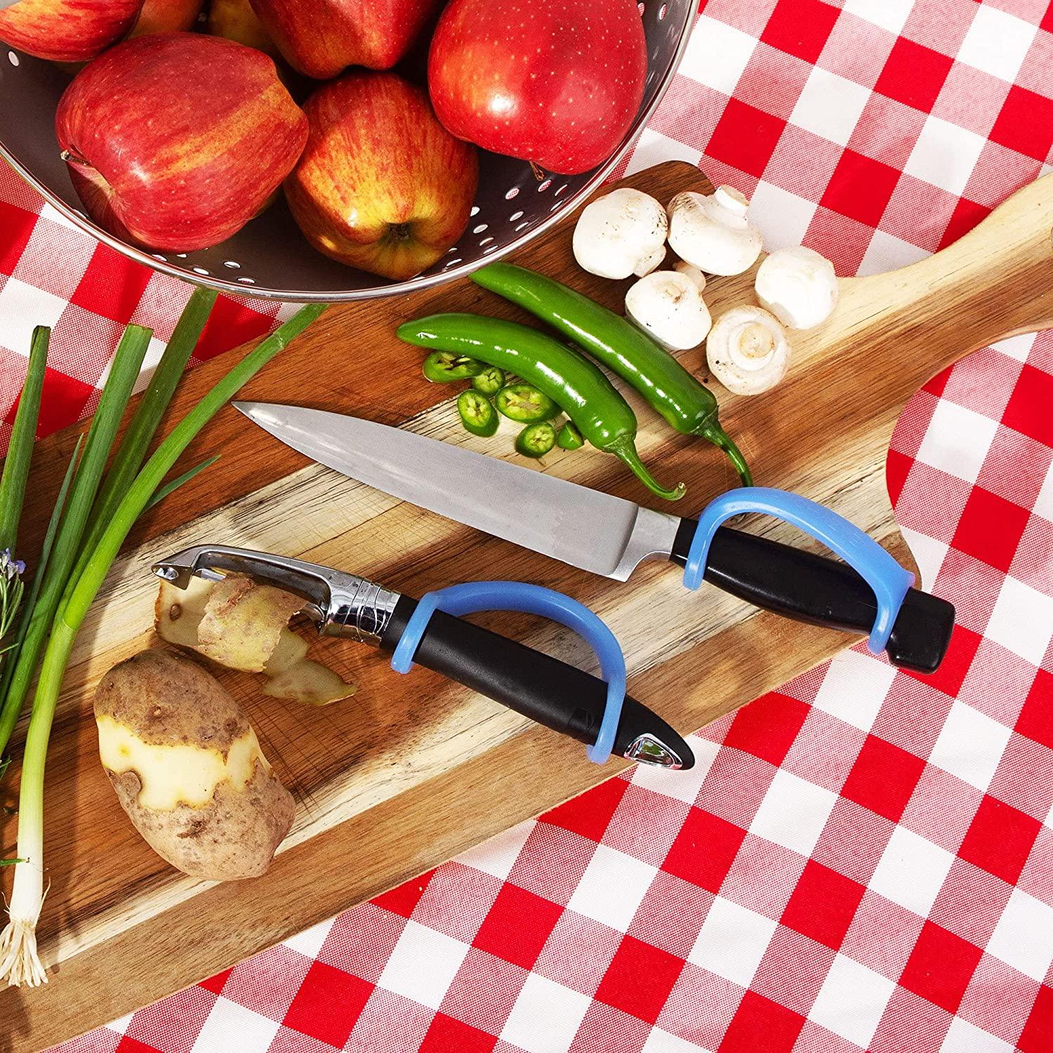 EazyHold Blue Silicone Universal Cuff 2-Pack - Assistive Hand Grip for ...