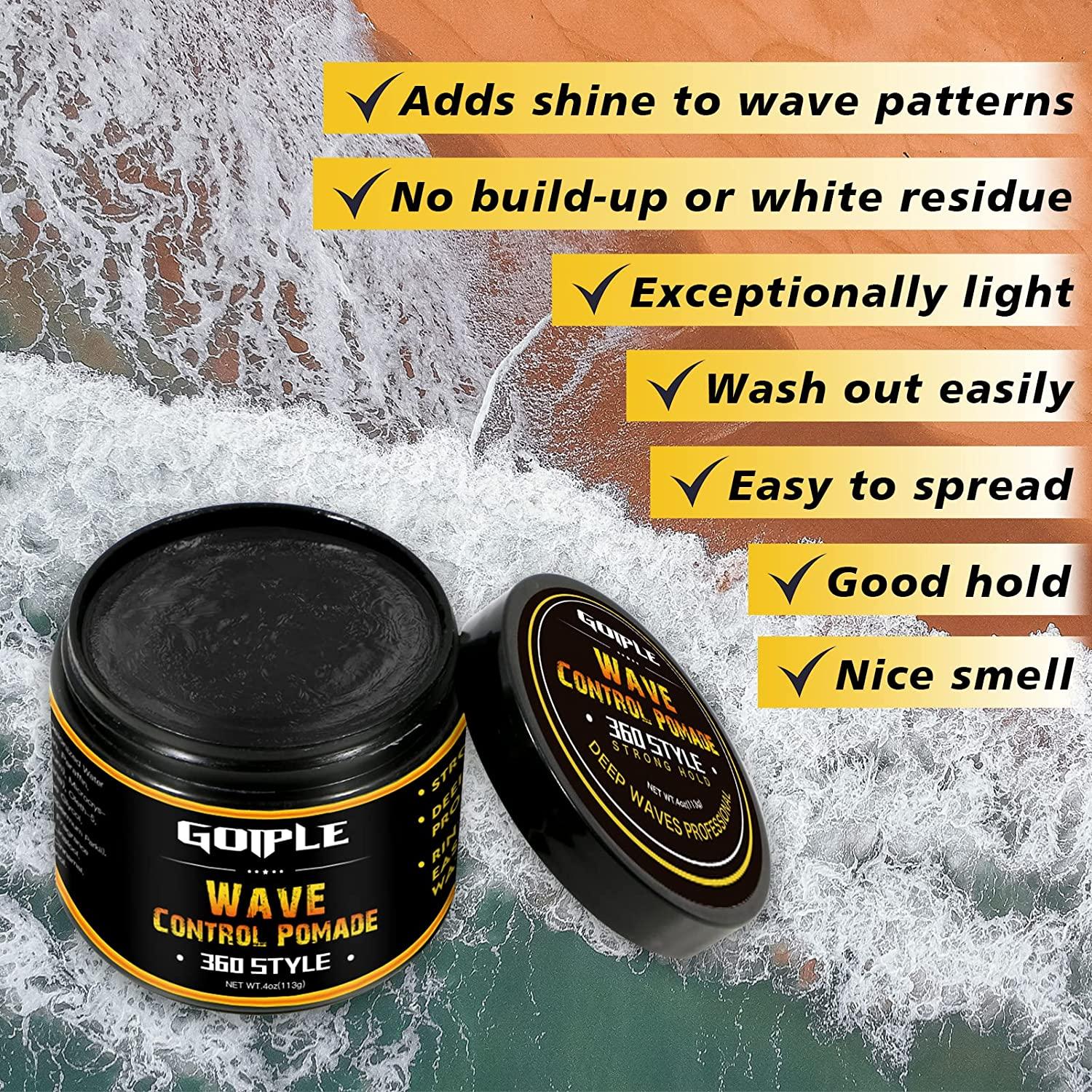Natural Wave Pomade for Men - Strong Hold, Easy Wash, 360 Wave Training ...