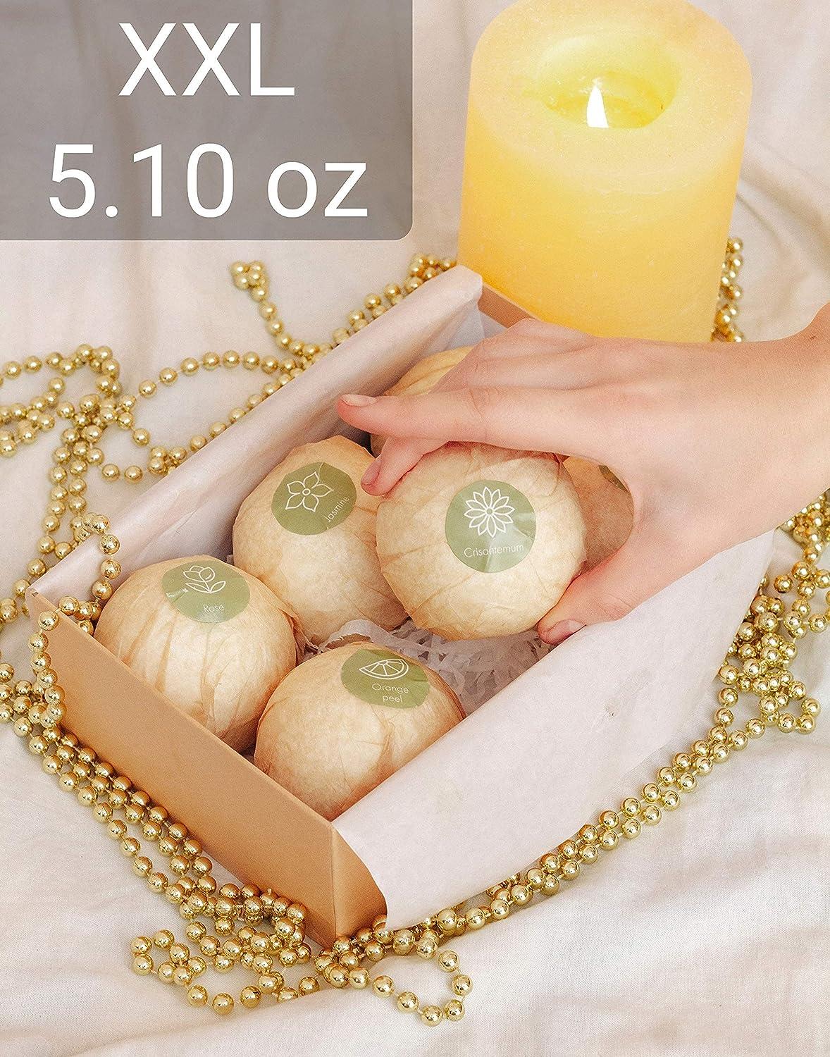 Organic 6-Piece Bath Bombs Gift Set with Shea Butter - Handmade, Color ...