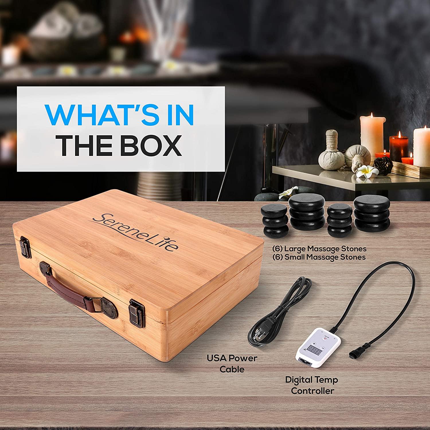 SereneLife PSLMSGST65.5 Massage Stone Heater Box Set - Electric Spa ...