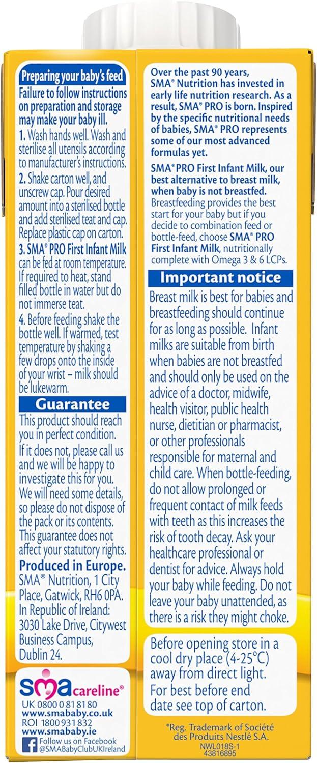 SMA PRO First Infant Baby Milk 200ml - Ready to Drink Liquid Formula ...