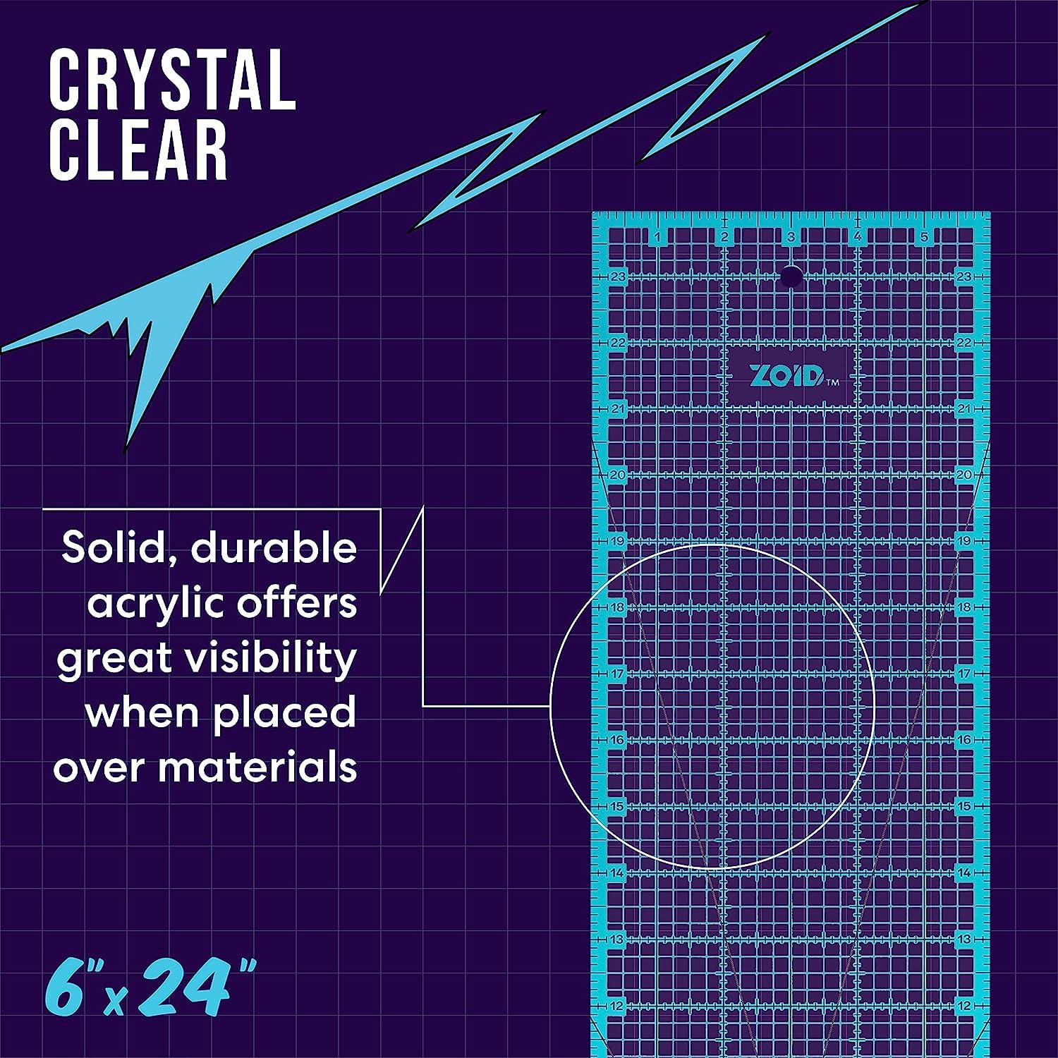 Zoid 6-1/2" X 24" Acrylic Ruler Reversible Ruler for Measuring Quilting ...