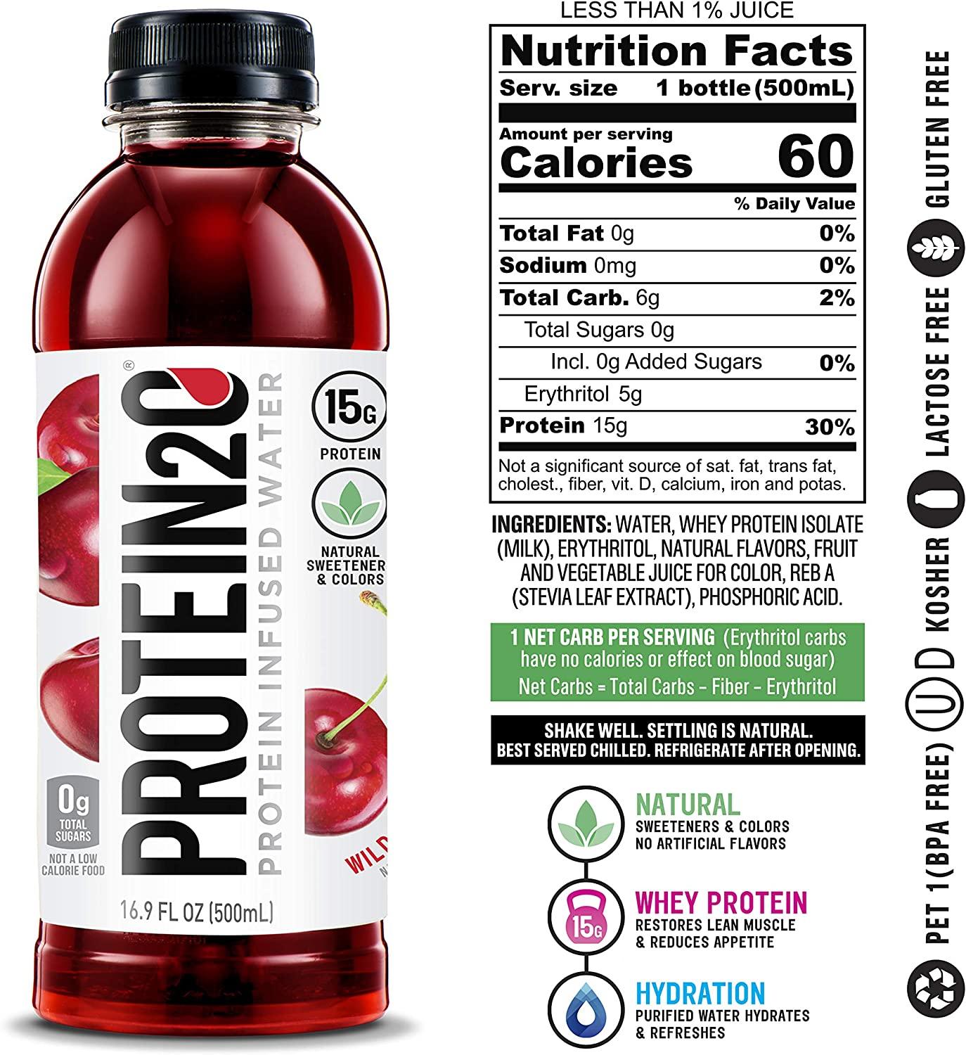 Protein2o 15g Whey Protein Infused Water, Variety Pack, 16.9 oz Bottle ...