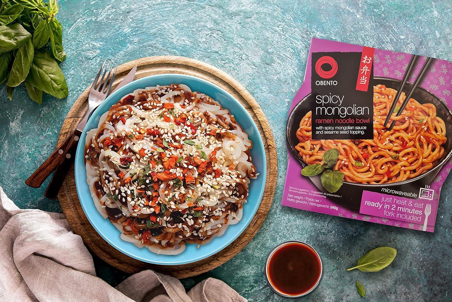 Obento Spicy Mongolian Ramen Noodle Bowl 240g - Authentic Flavor ...